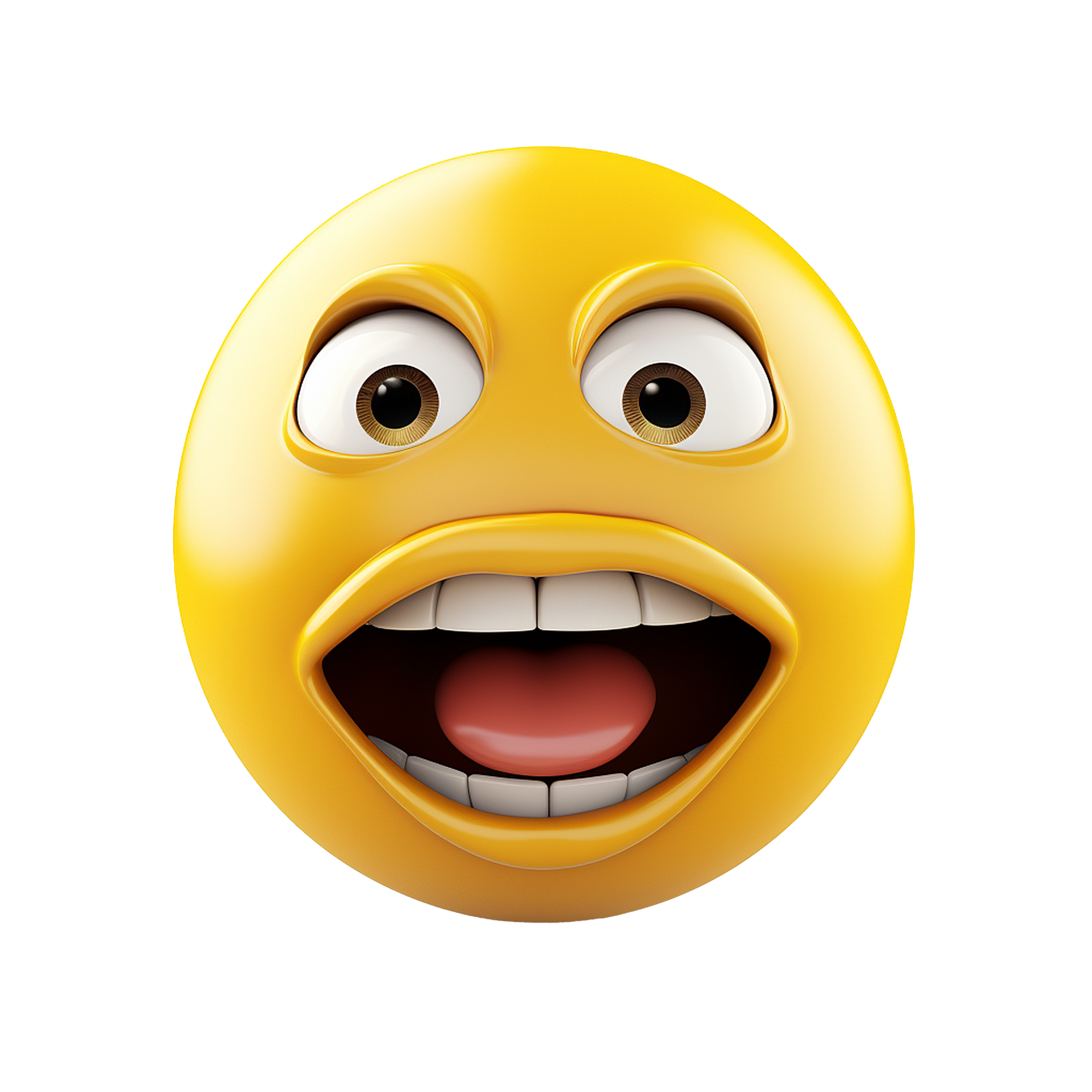 3d amarillo emoticon amplio abierto boca sorpresa, 55130995 PNG