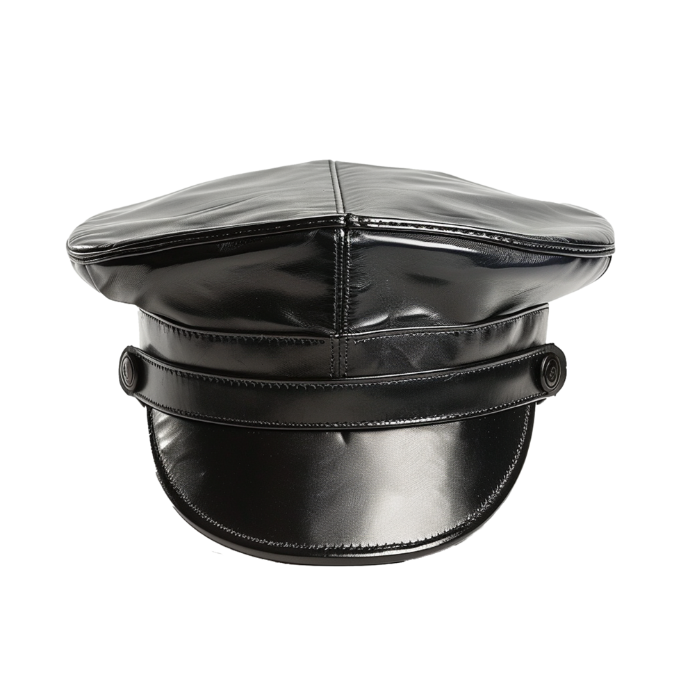 Stylish Black Leather Military Cap Officer Hat 55131547 Png