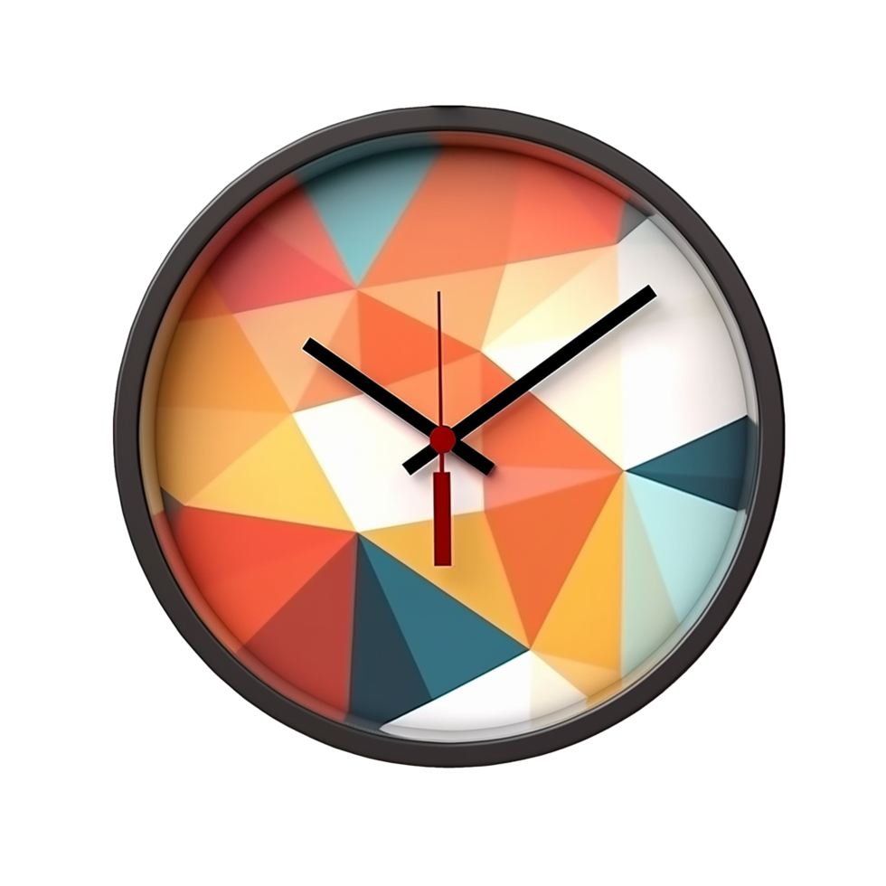 Geometric Wall Clock Colorful Design Timepiece Home Decor, 55131591 PNG