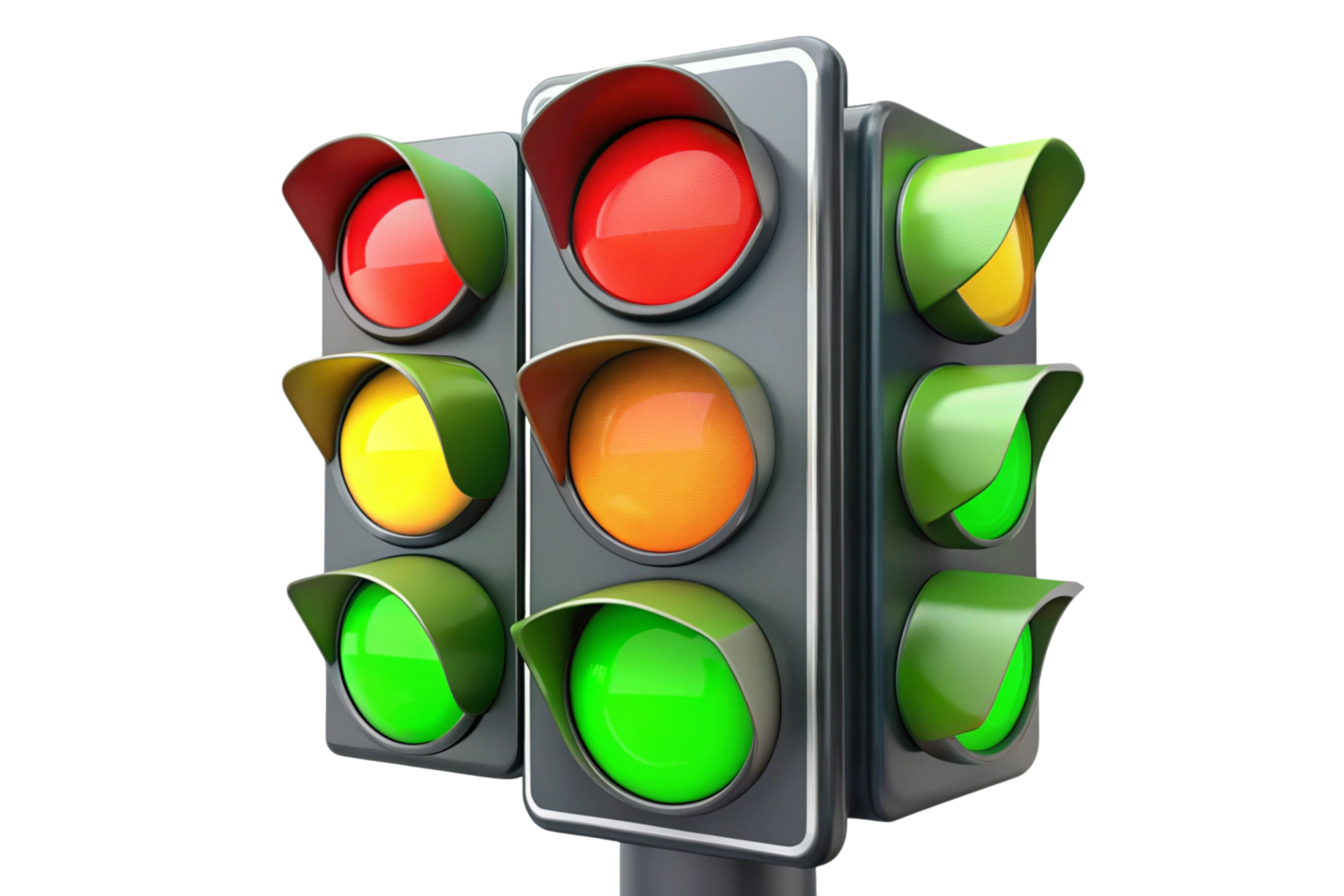 Detailed and realistic traffic light system with clear signal colors ...
