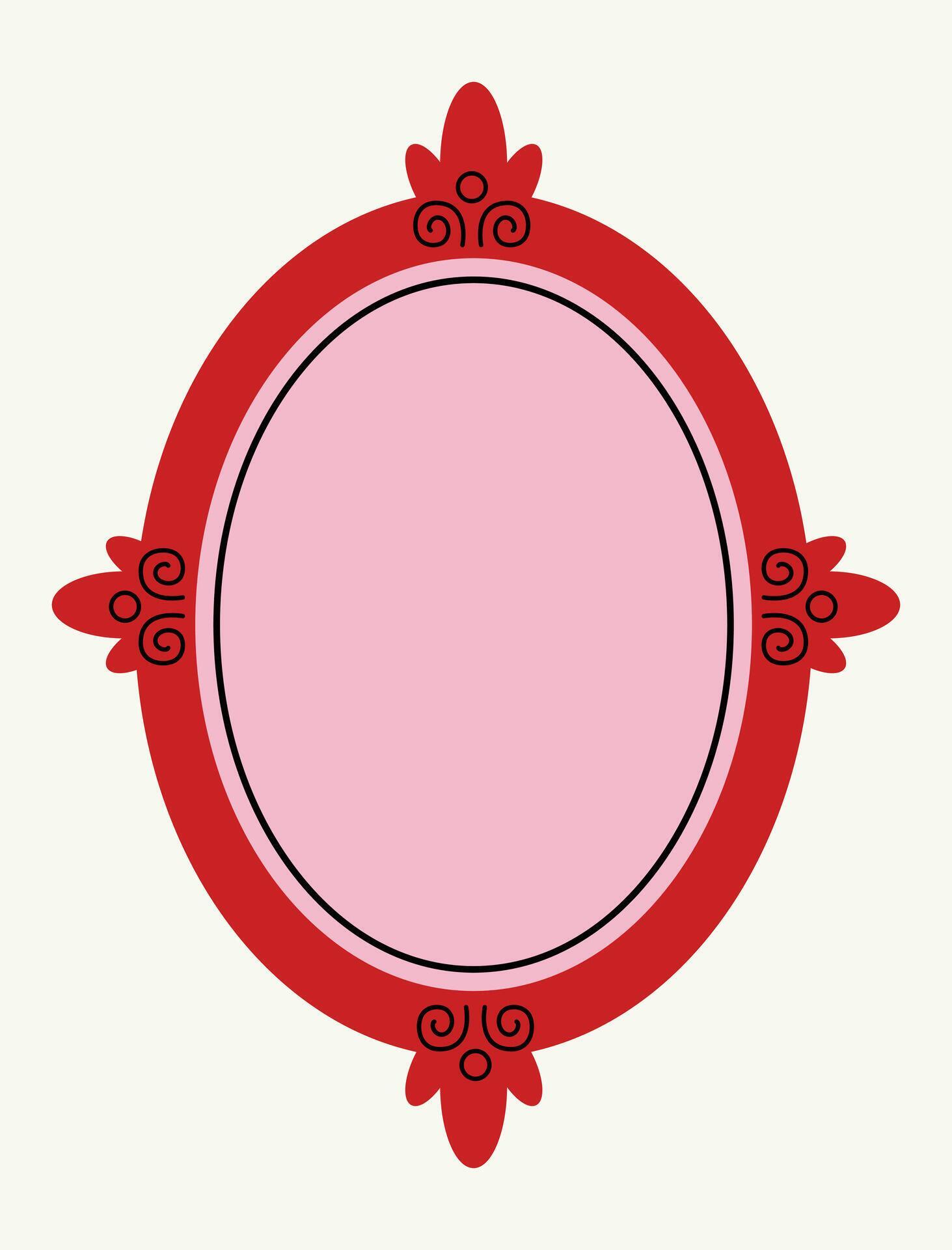 Hand-drawn colorful sketched red frame. Pink template. Elegant retro ...