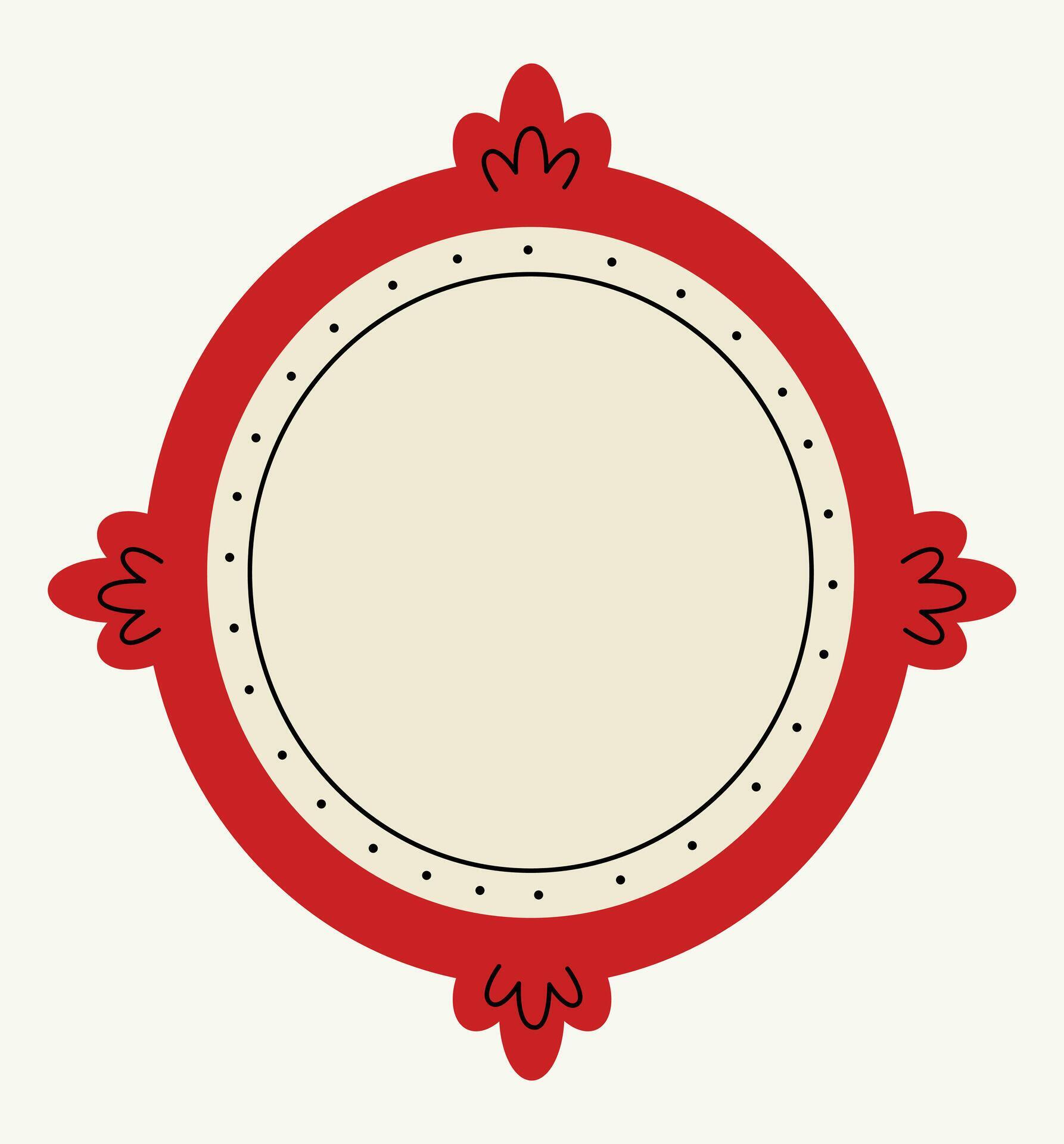 Hand drawn colorful sketched red frame. Elegant retro framework. Modern ...