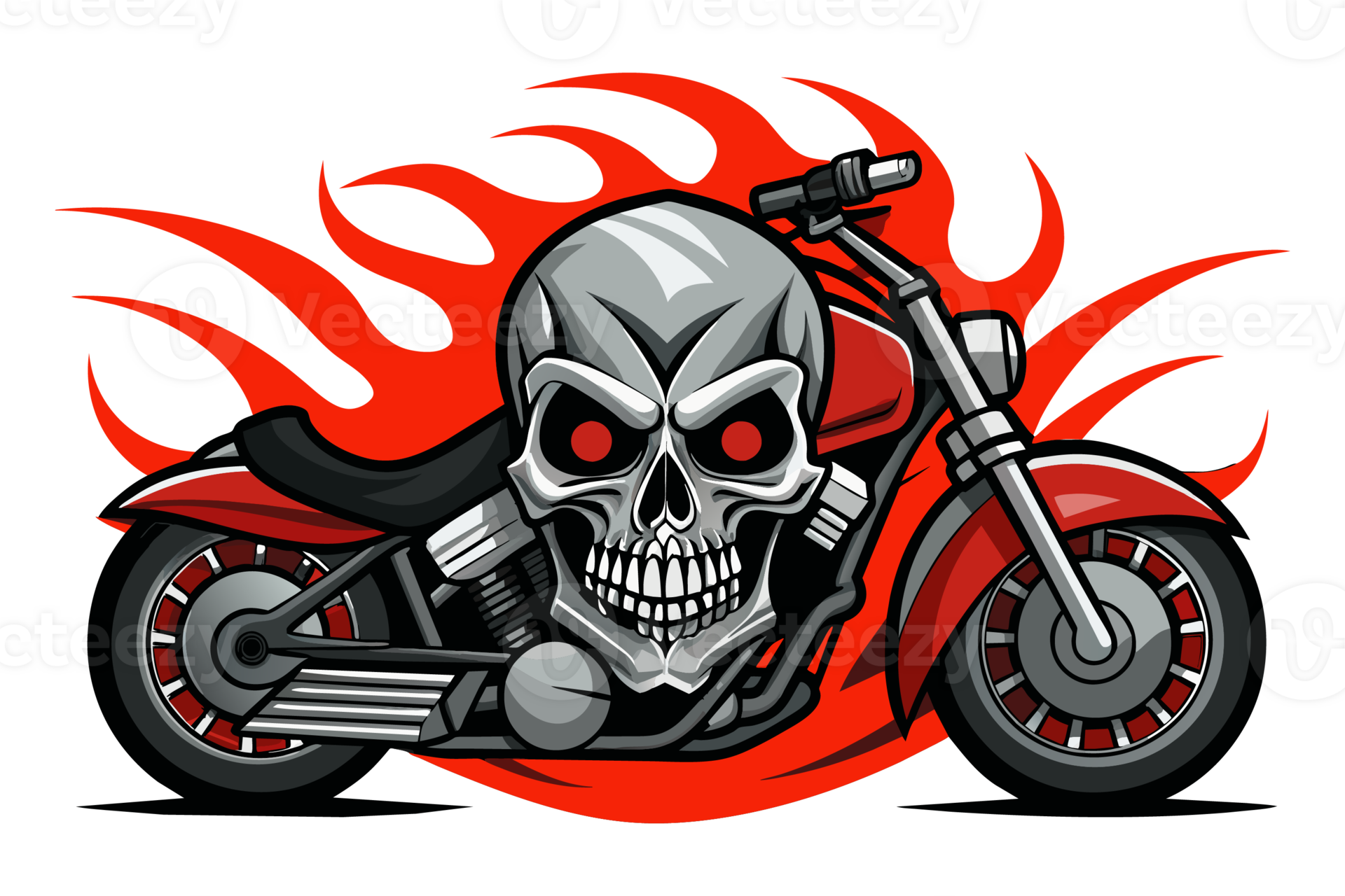 Skull man with fire and bike 55139231 PNG