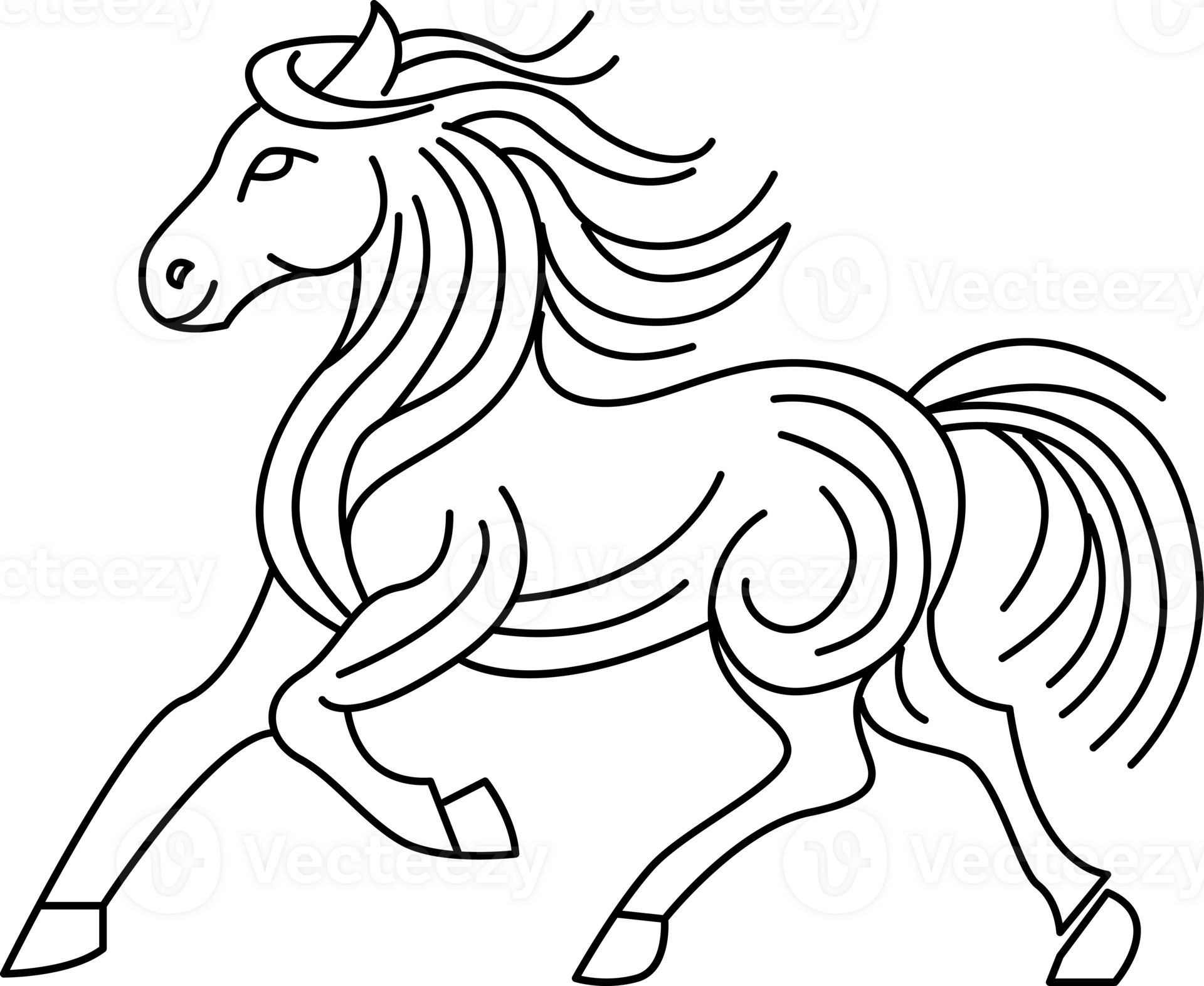 line art Horse outline , simple linear 55139348 PNG