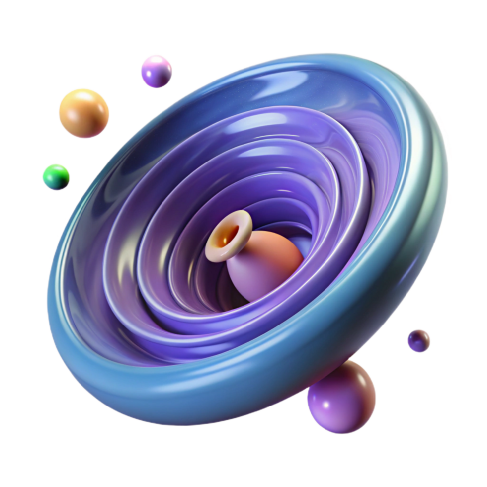 Abstract 3d Render Concentric Rings And Spheres 55139820 Png