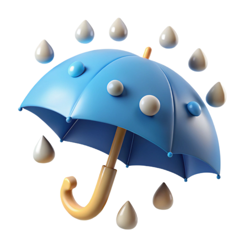 Blue Umbrella Raindrops 3D Render, Weather Protection, Rainy Day 55139883 PNG