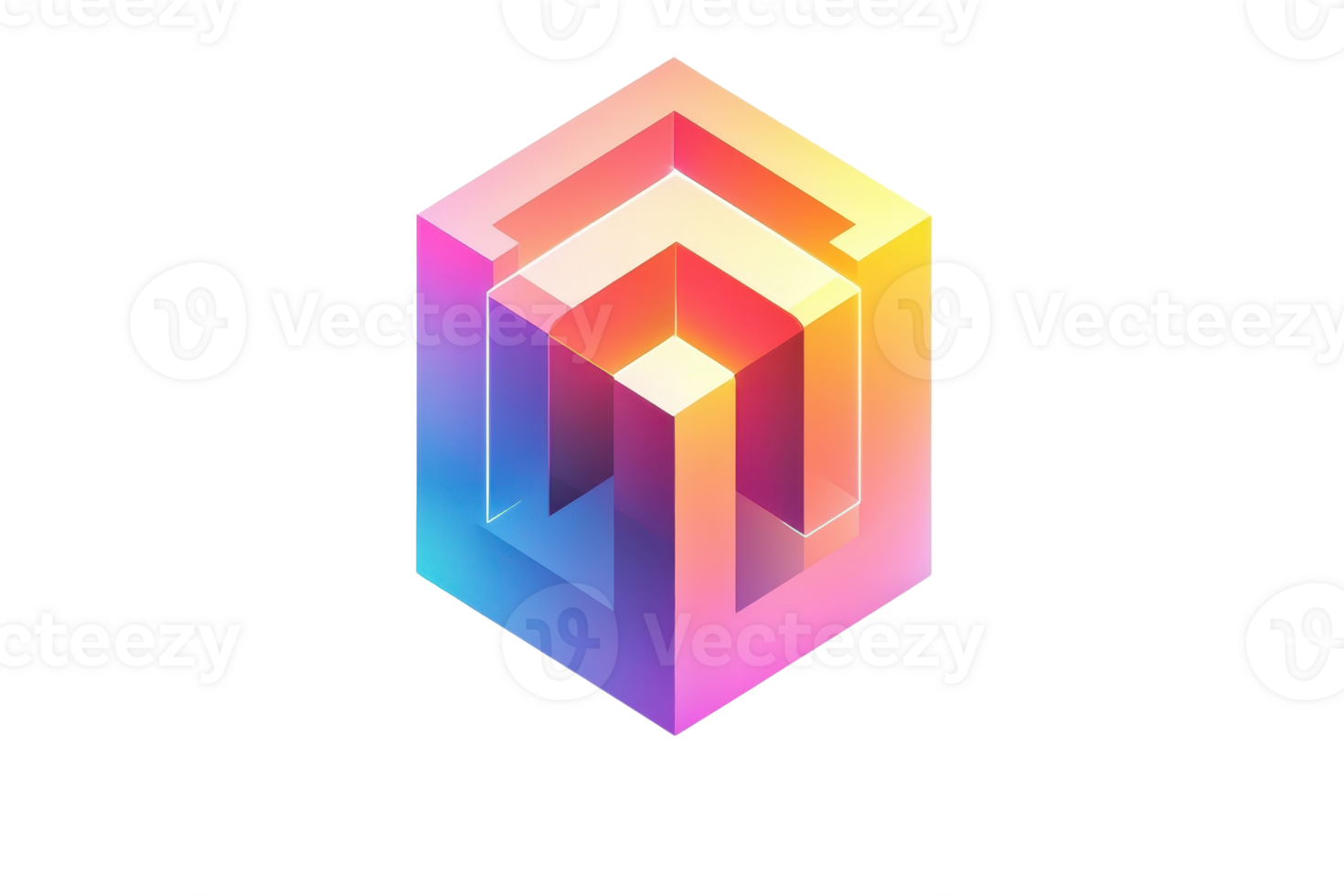 Vibrant Geometric Cube With Gradient Colors Creating A Modern Abstract Design Perfect For