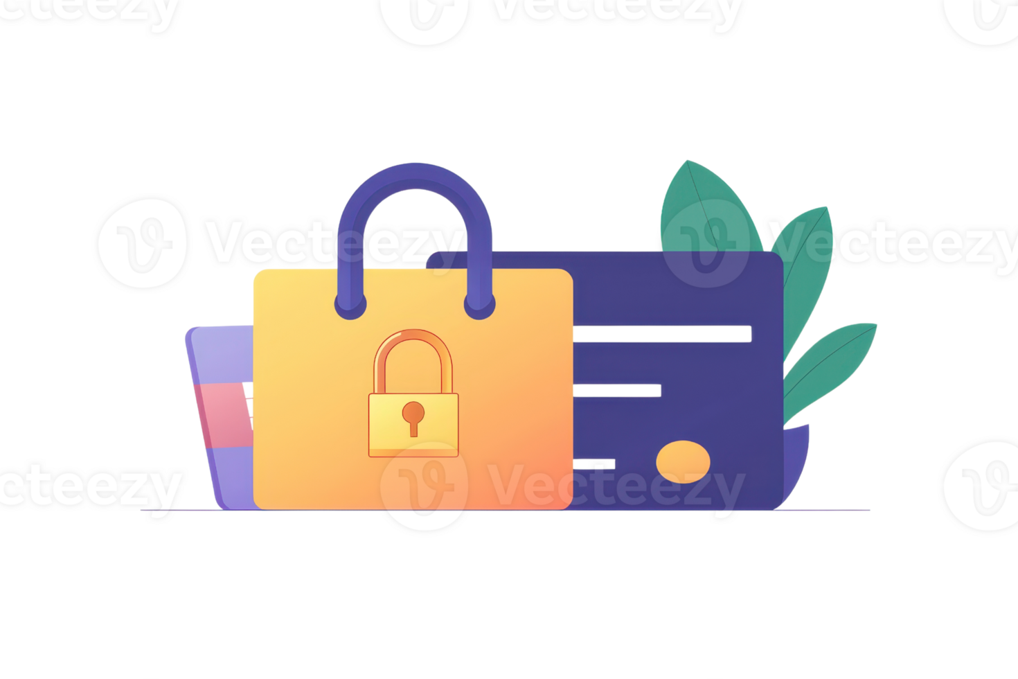 Colorful Digital Security Concept Illustration Featuring A Closed