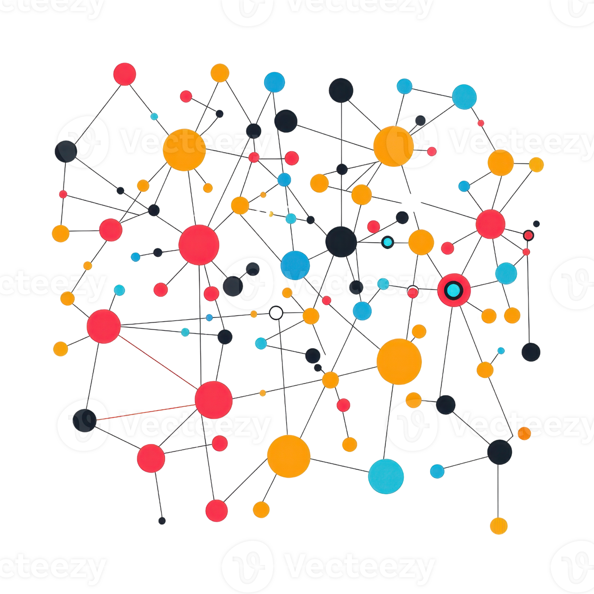 Colorful Abstract Network Of Interconnected Dots And Lines Representing Communication And