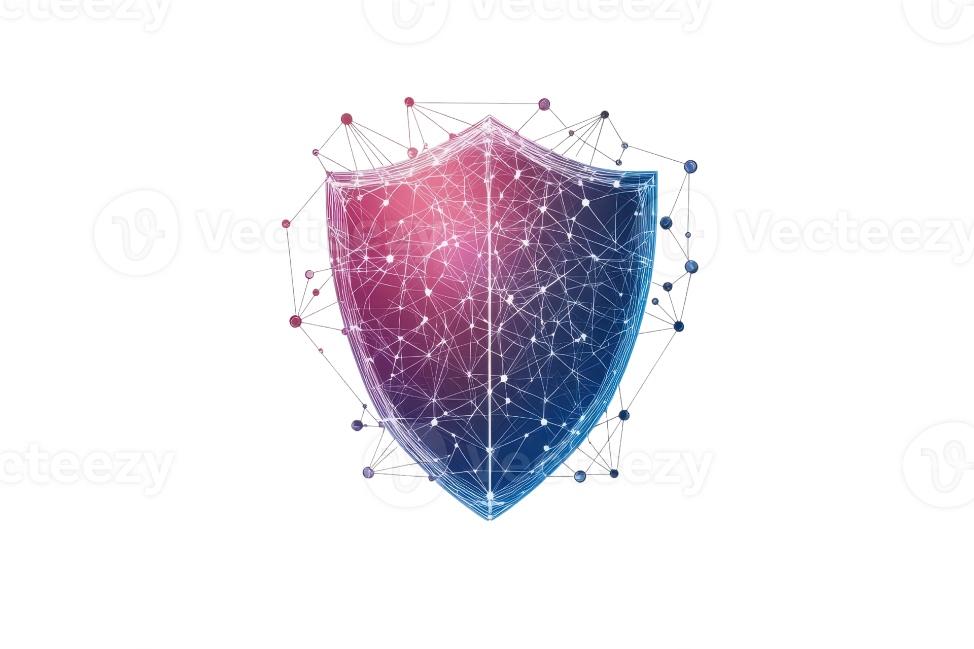 Abstract Digital Shield With A Network Pattern Symbolizing