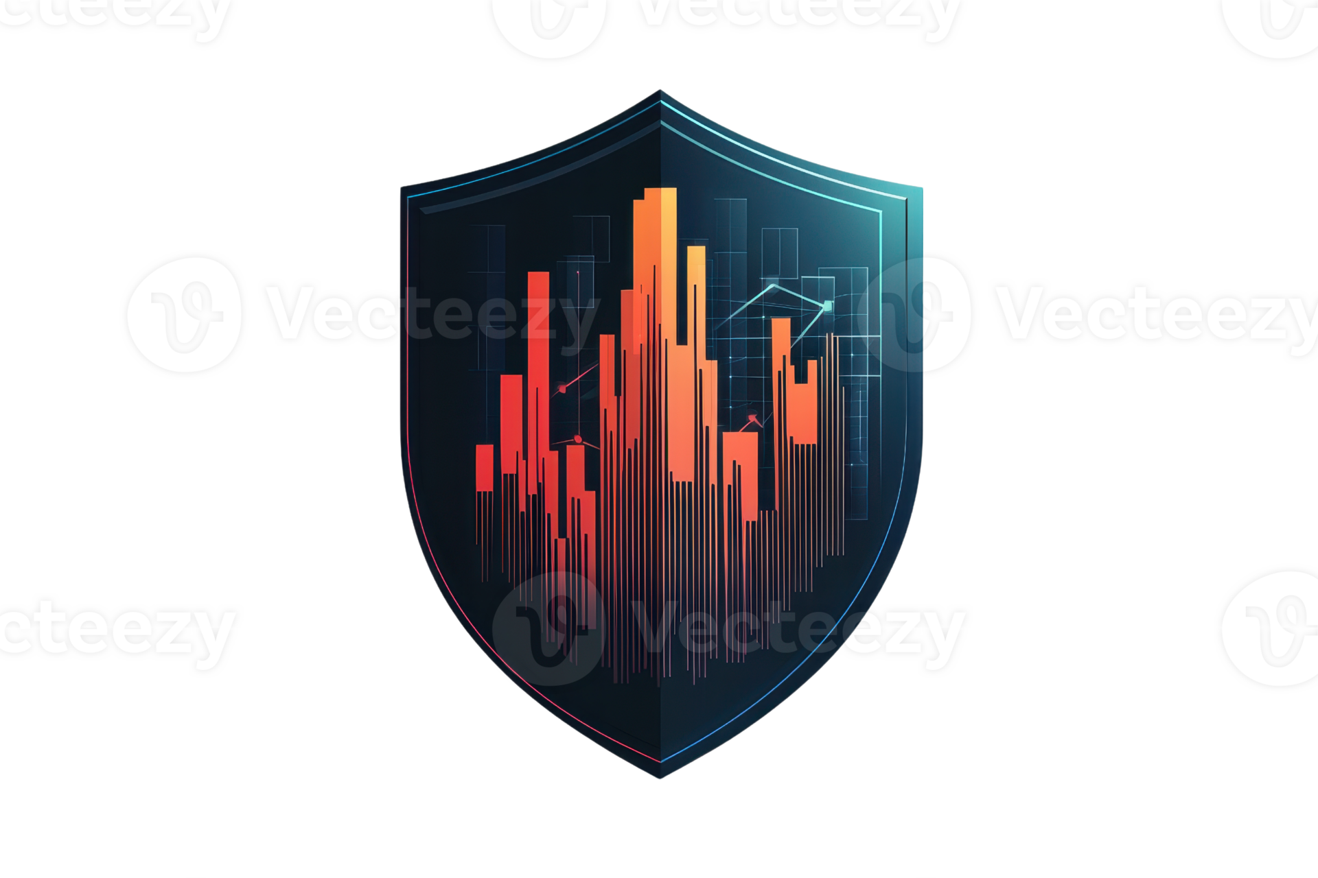 Digital Shield With Vibrant Data Visualization Symbolizing Cybersecurity Protection And Data