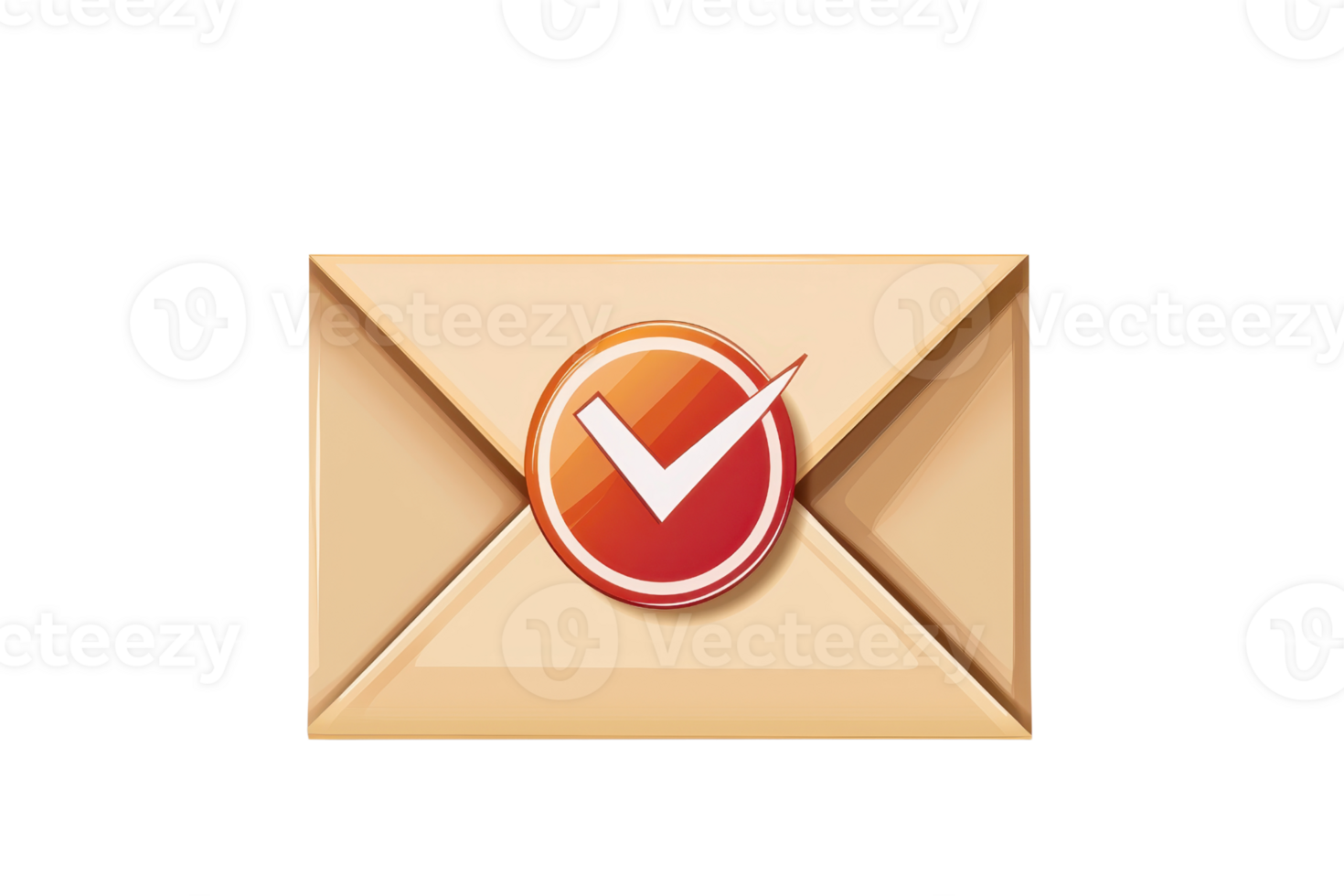 Illustration of a sealed envelope with a red checkmark symbolizing success, validation, or ...