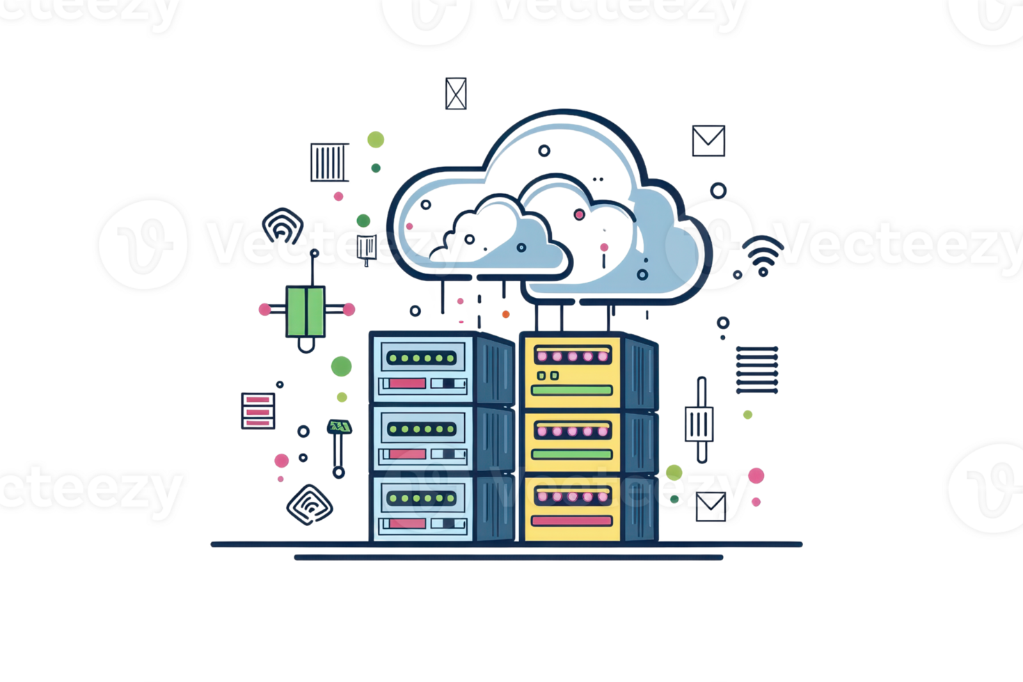Illustration Of Cloud Computing Server Data Storage Concept Modern