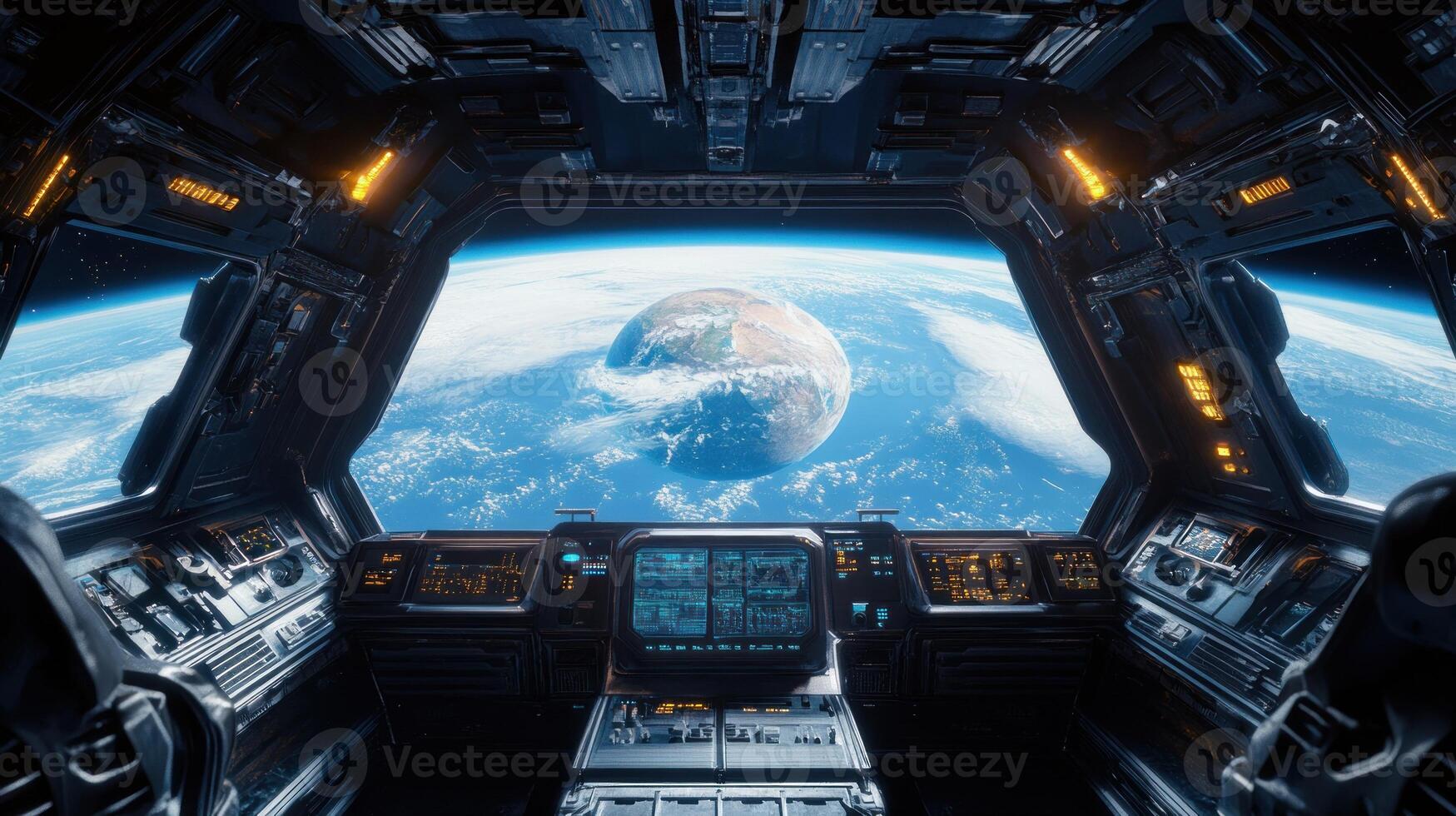 Spaceship Cockpit View of Earth from Orbit 55145330 Stock Photo at Vecteezy