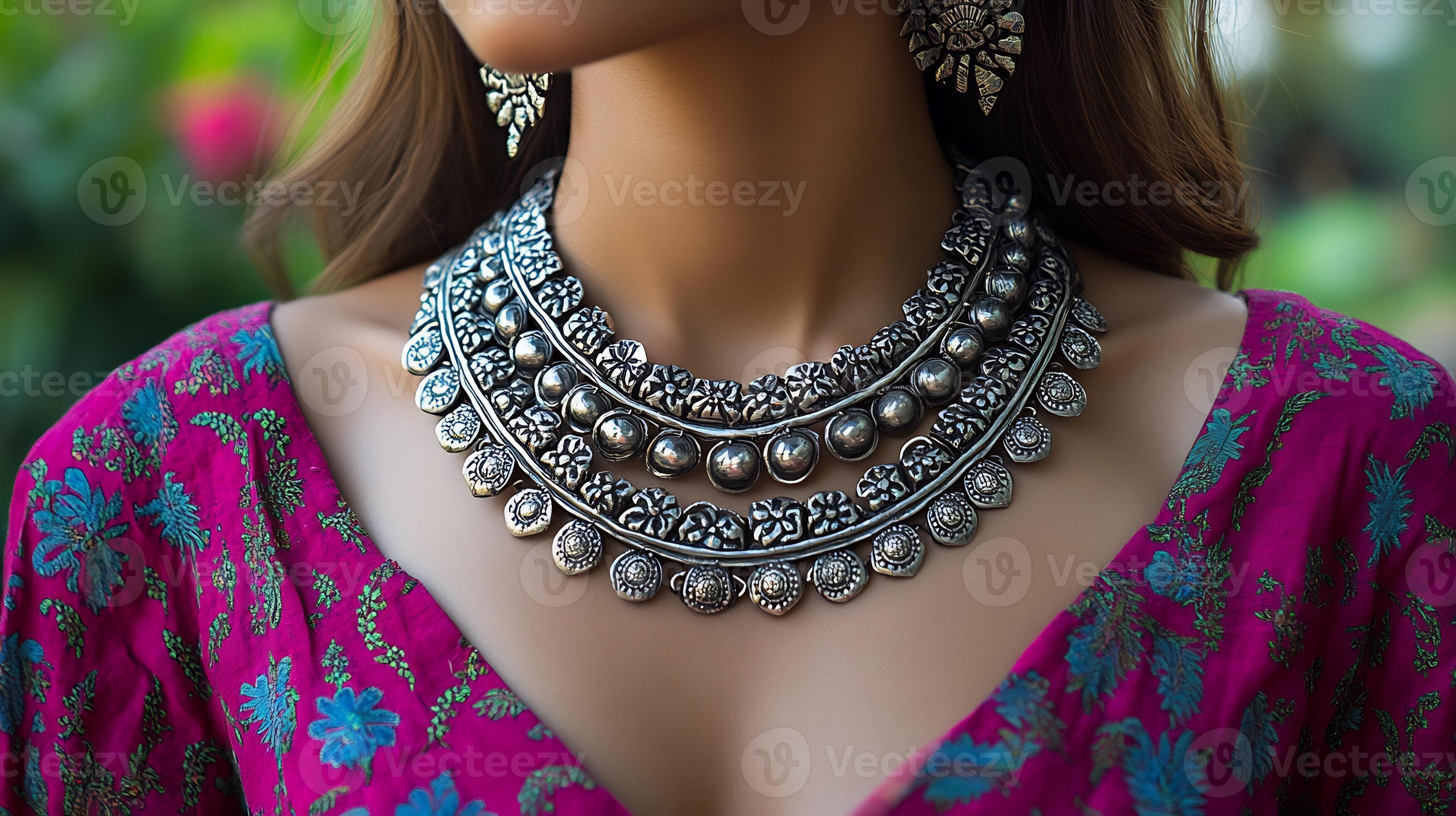 Tharu silver necklaces Nepal featuring intricate ethnic designs that celebrate cultural heritage ...