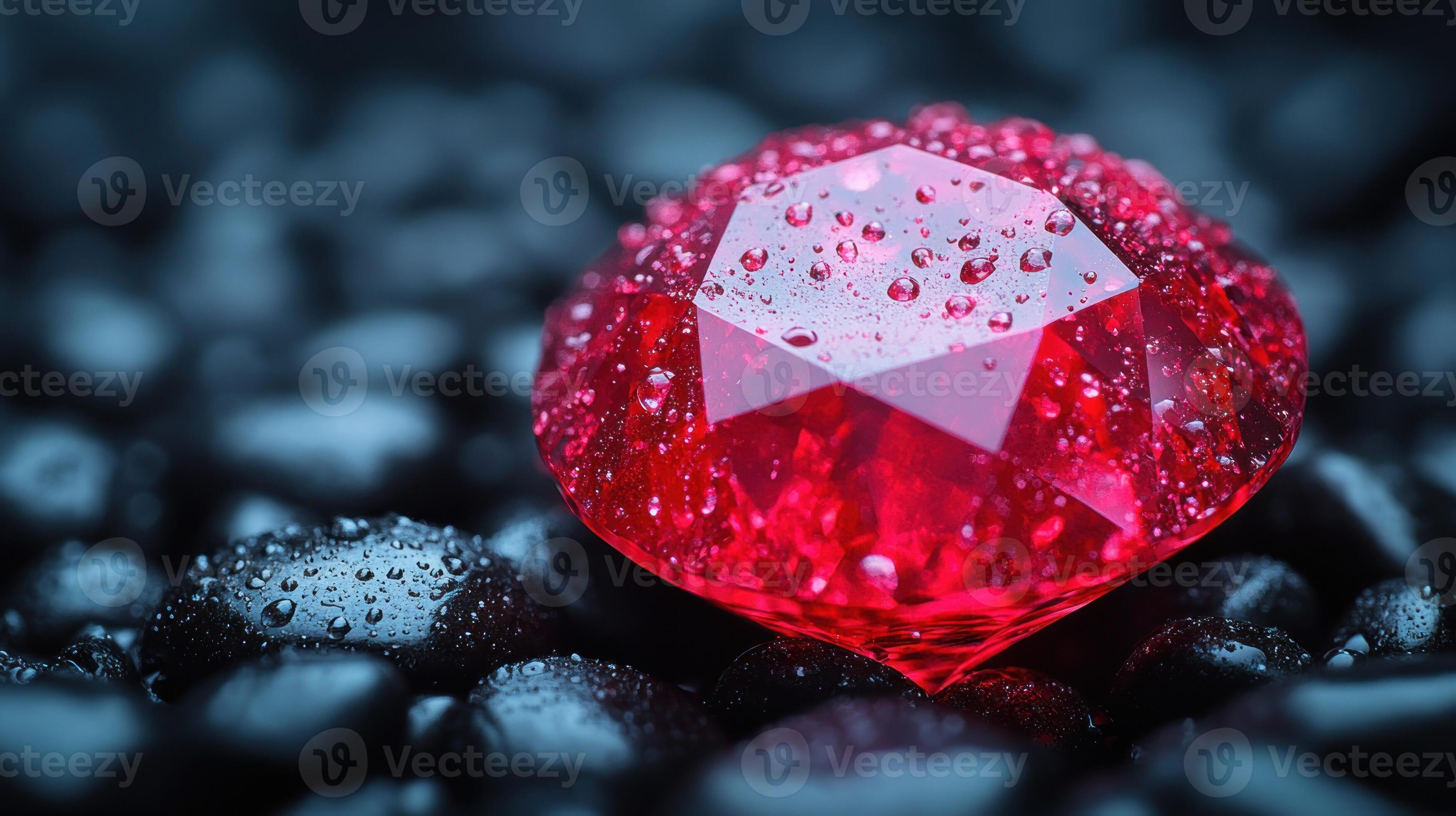 A vibrant red gem rests on smooth black stones, creating a tranquil ambiance 55151773 Stock ...