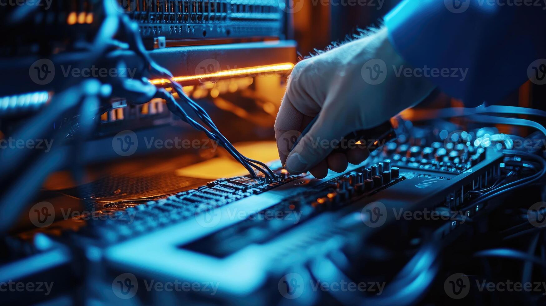 Technician Installing Computer Hardware Components Inside A Server ...