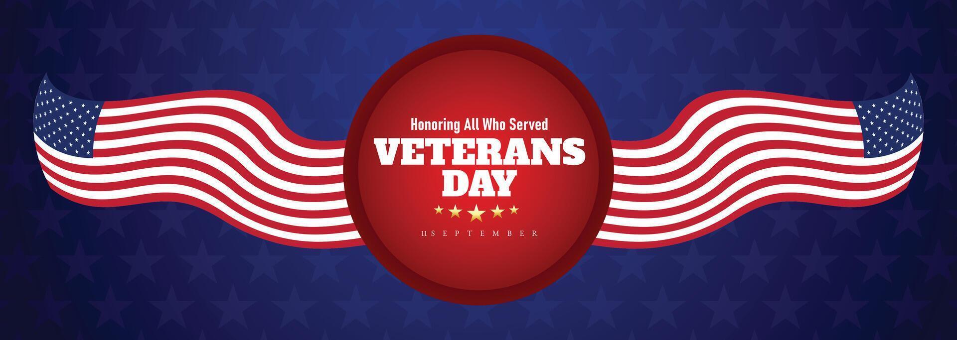 Patriotic Veterans Day banner with bold red theme, wavy stripes, and ...