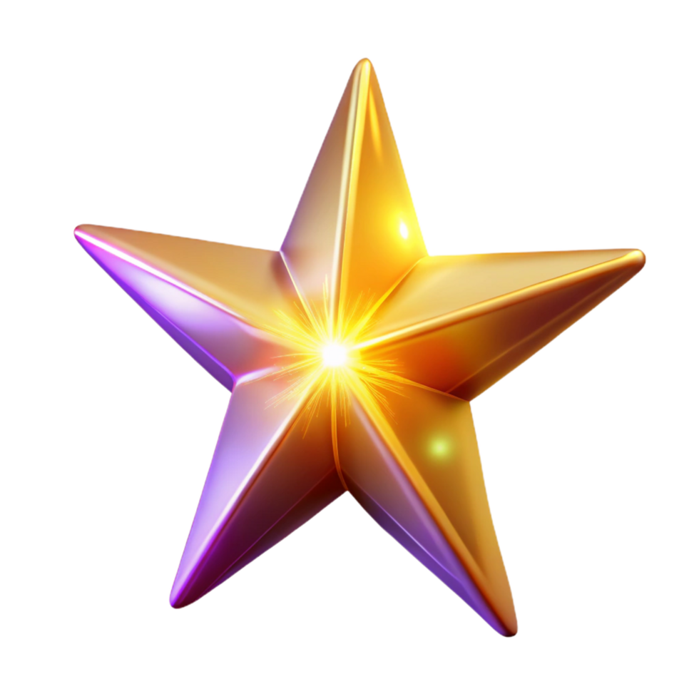 Shining Gold Star 3D Render 55180366 PNG
