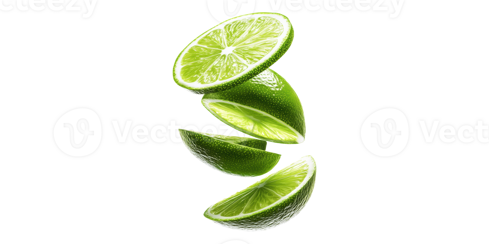 Floating slices of lime isolated on transparent background 55183060 PNG
