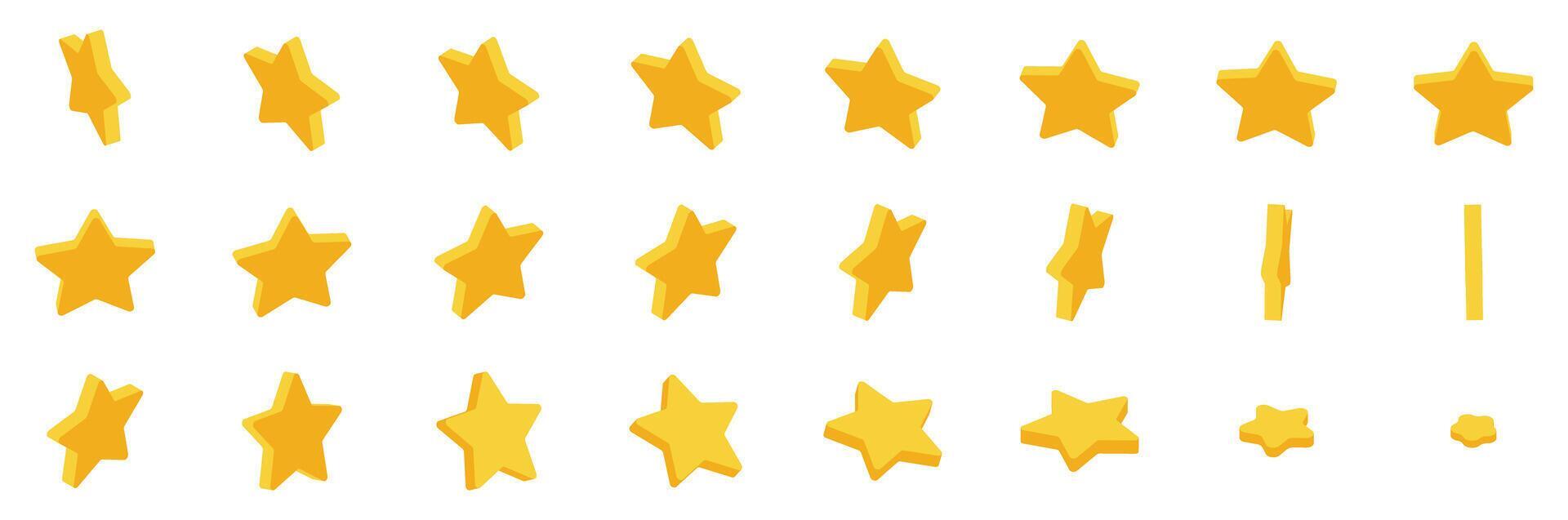 Star animation sprite icons set. Rotating gold star sprite sheet for animation or game design ...