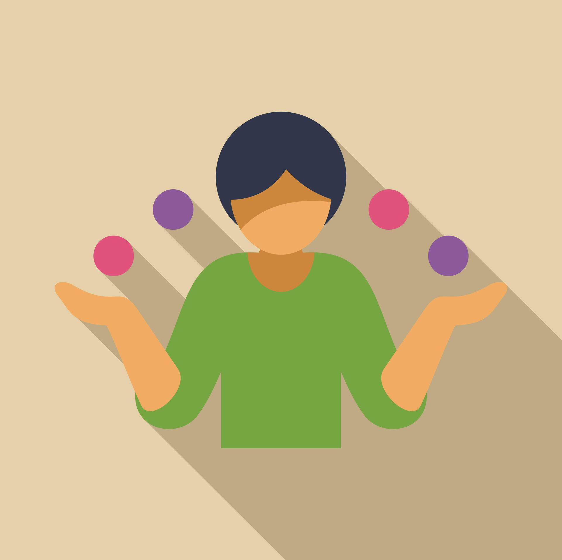 Person juggling balls showing multitasking and time management 55198934 Vector Art at Vecteezy