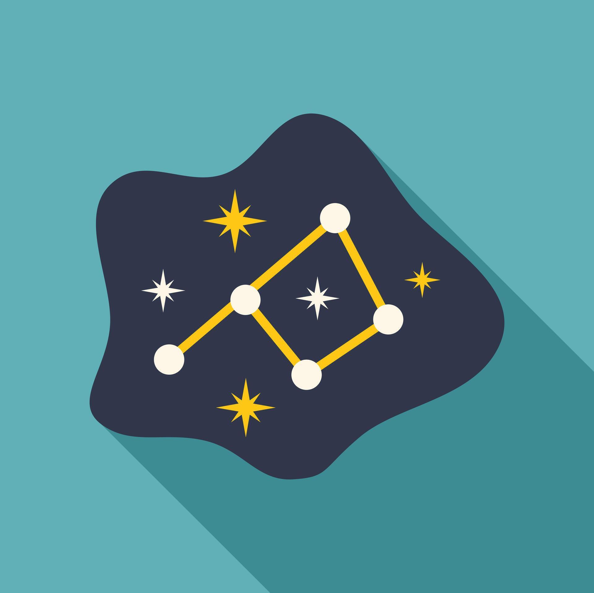 Constellation connecting stars in the night sky creating shapes with ...