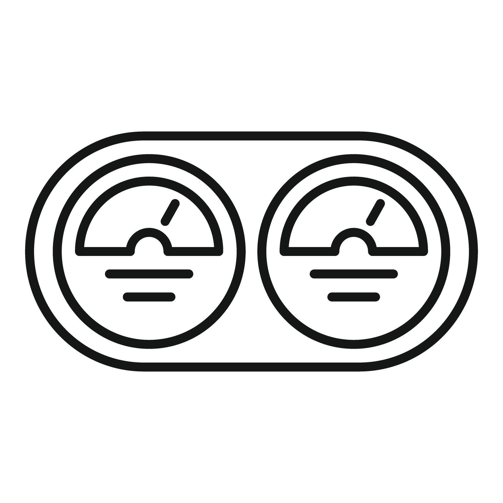 Airplane control panel showing two round gauges measuring altitude and ...