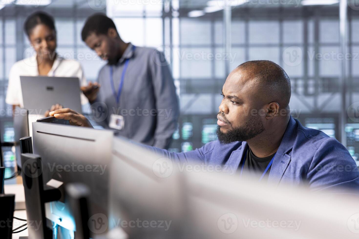 Computer Scientist In Data Center Workspace Using Diagnostic Tools And