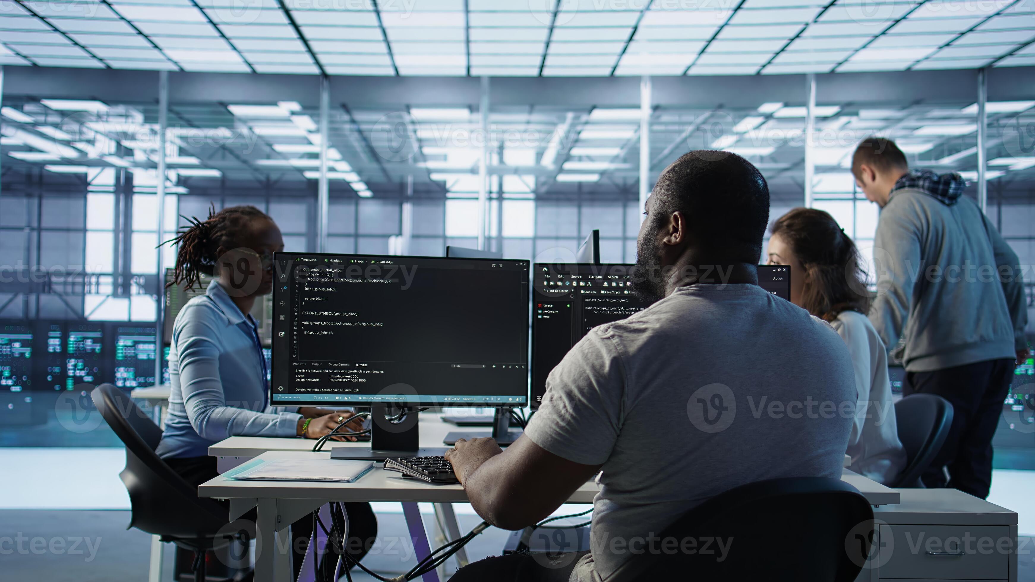 Admin Programming In Server Room Housing Advanced Equipment Storing Massive Datasets Developer