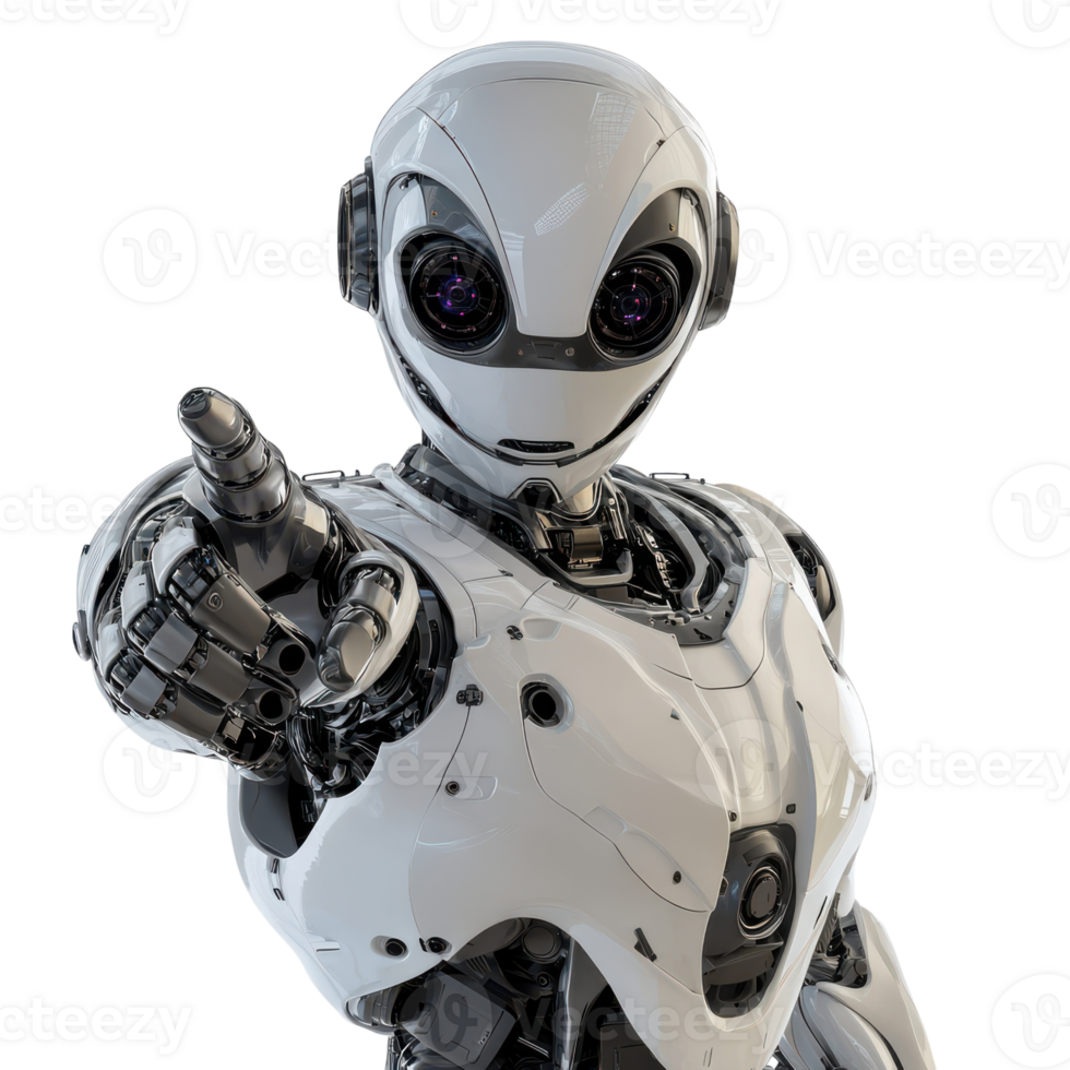 AI Android Robot Pointing Hand Gesture Transparent Background. 55215213 PNG