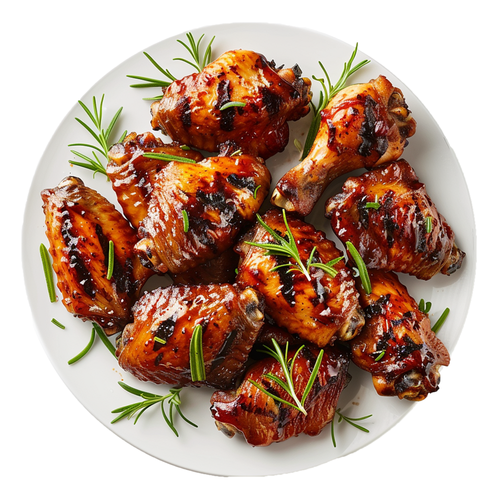 Grilled Chicken Wings Rosemary Garnish Delicious Meal 55215588 Png
