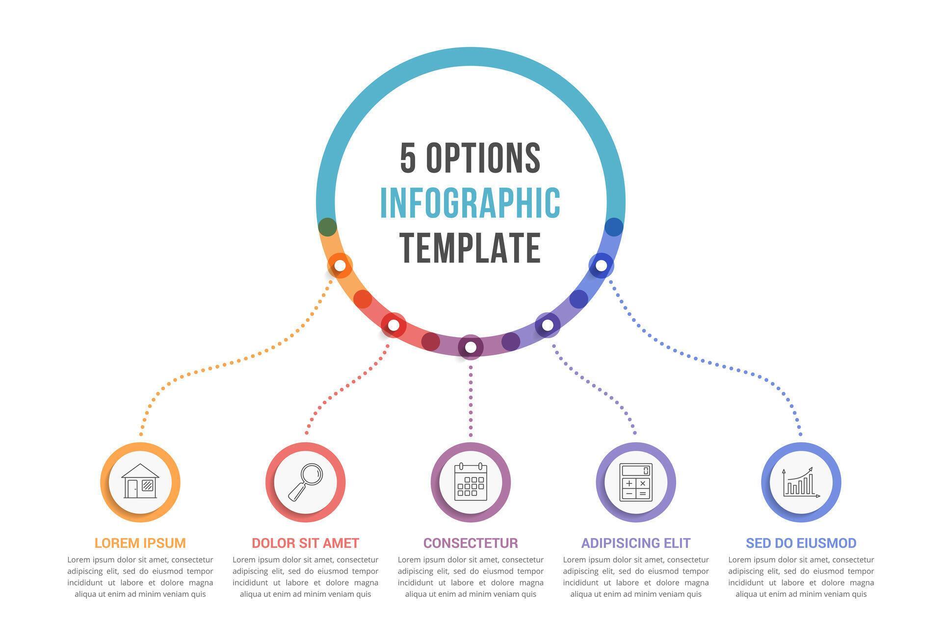 Infographic template with five steps, flow chart, 5 elements 55220411 ...