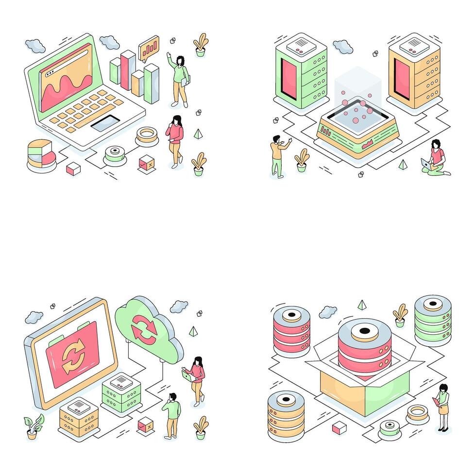 Set Of Data Science Isometric Illustrations 55226574 Vector Art At Vecteezy
