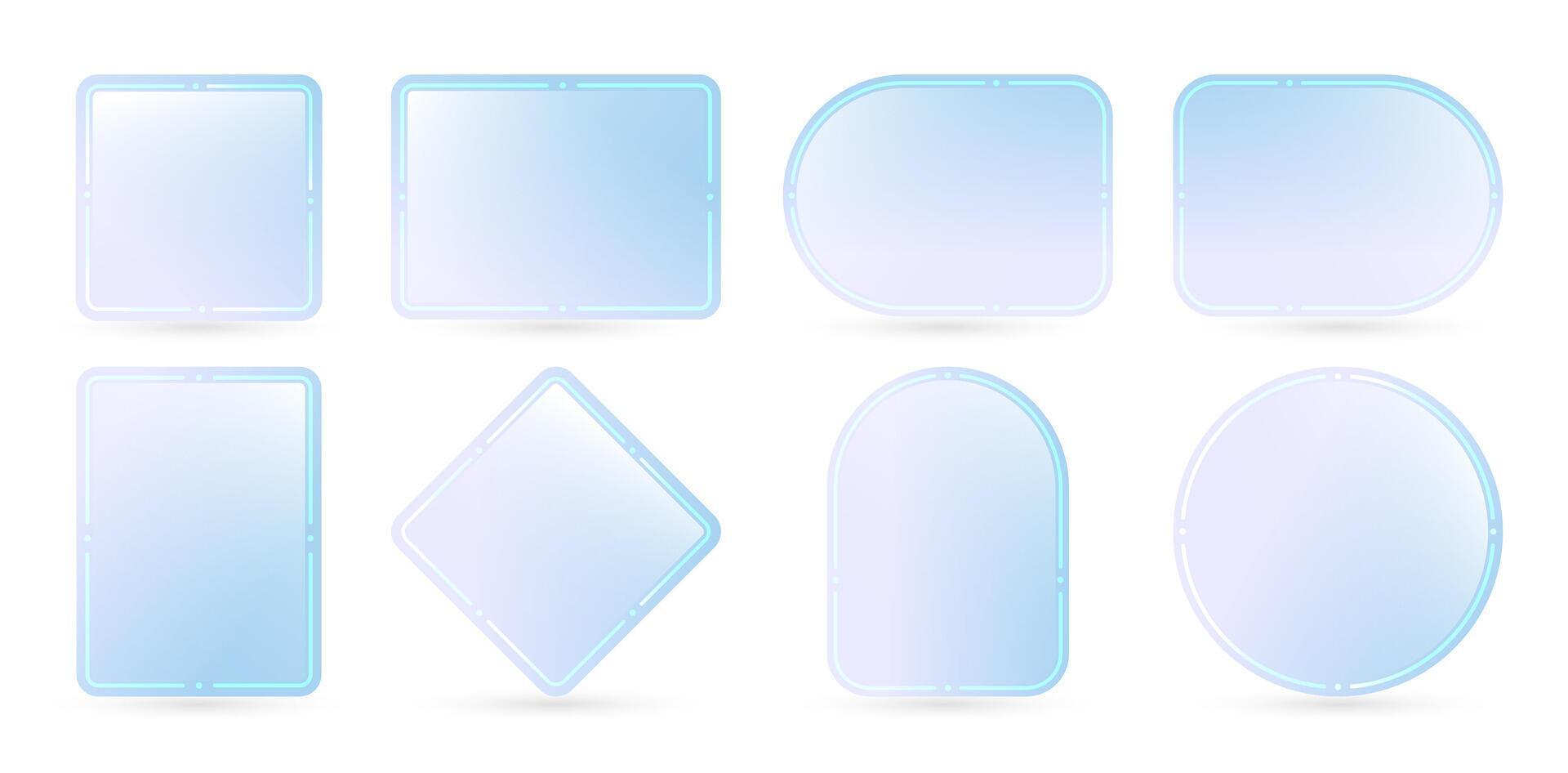set of transparent glass frames label stickers with different shapes ...