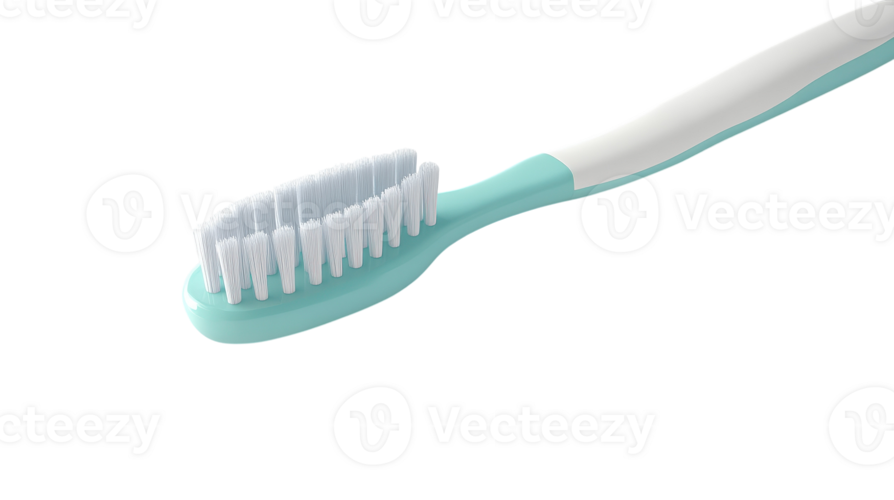 A close-up view of a mint green toothbrush with soft bristles, ideal ...