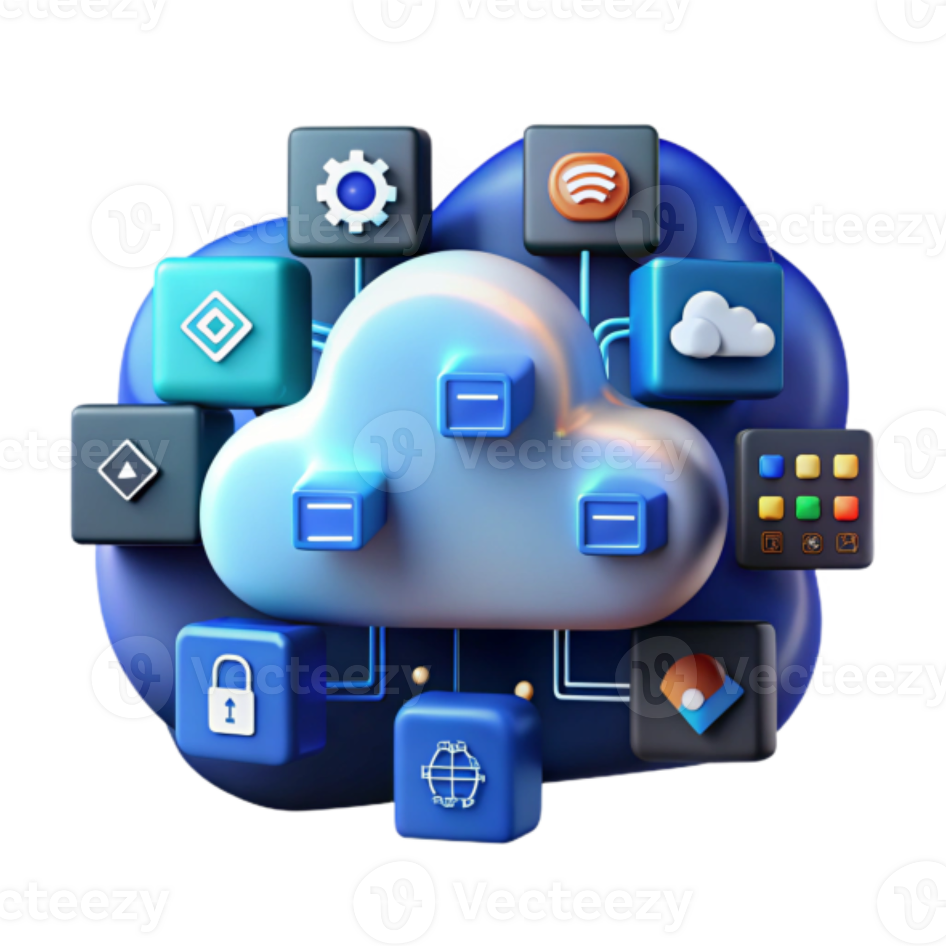 3d Illustration Cloud Computing Network Data Storage System 55238638 Png