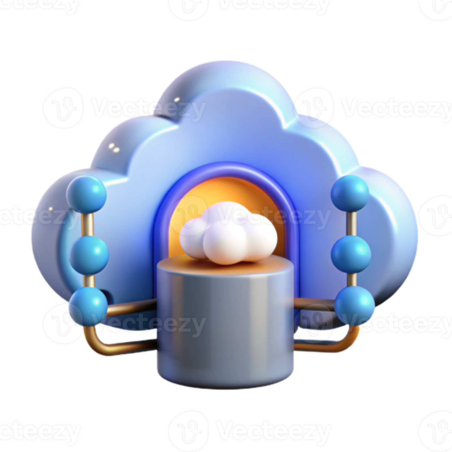 3d Render Cloud Computing Network Illustration Abstract Cloud Storage System 55238639 Png