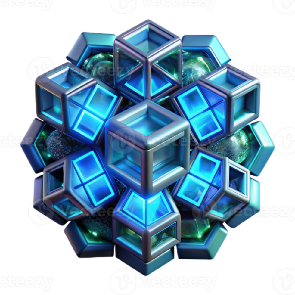 3D Abstract Background Image Interlocking Cubes with Glowing Blue Accents 55239564 PNG