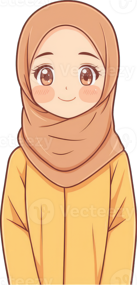 A Smiling Anime Girl Wearing A Hijab 55242476 Png