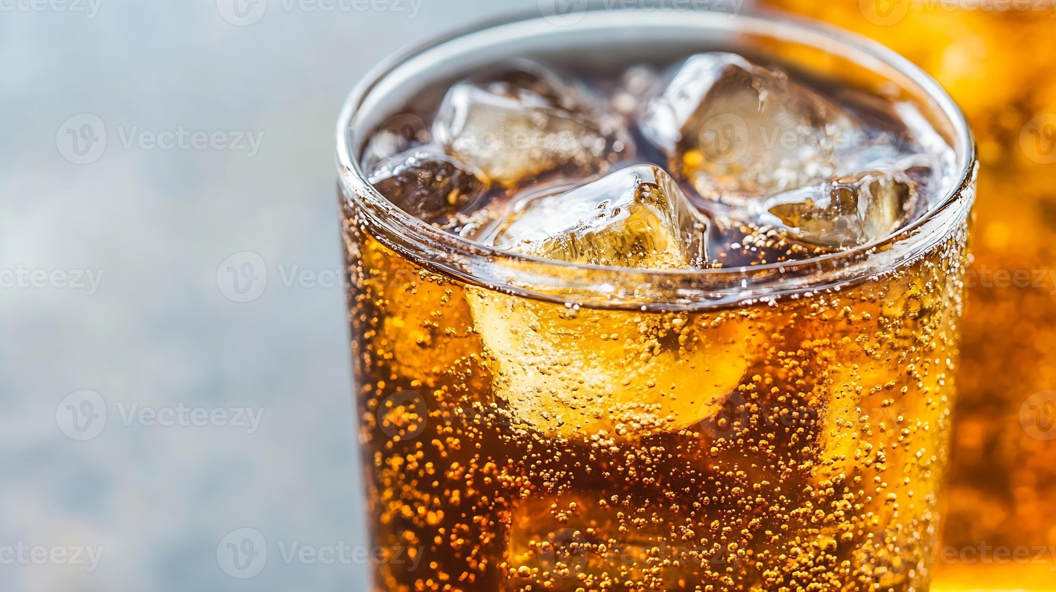 Close-up of Refreshing Cola Soda with Ice Cubes and Fizzy Carbonation Bubbles 55247053 Stock ...