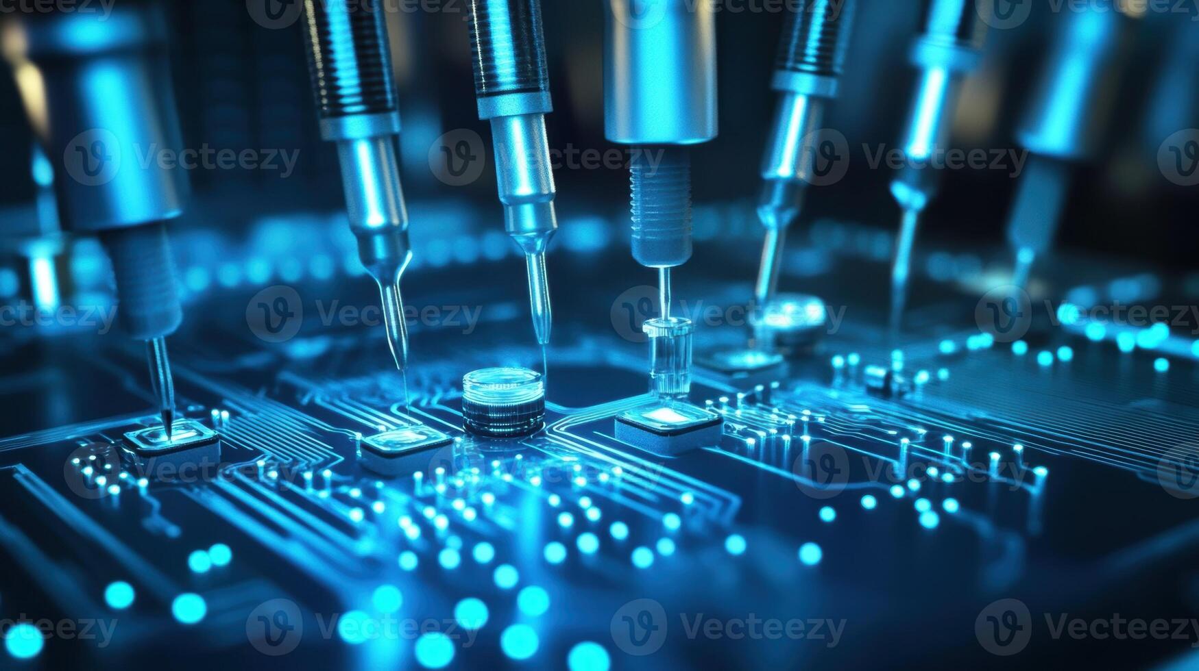 Robotic Arms Assembling Electronic Components On Circuit Board 55268766