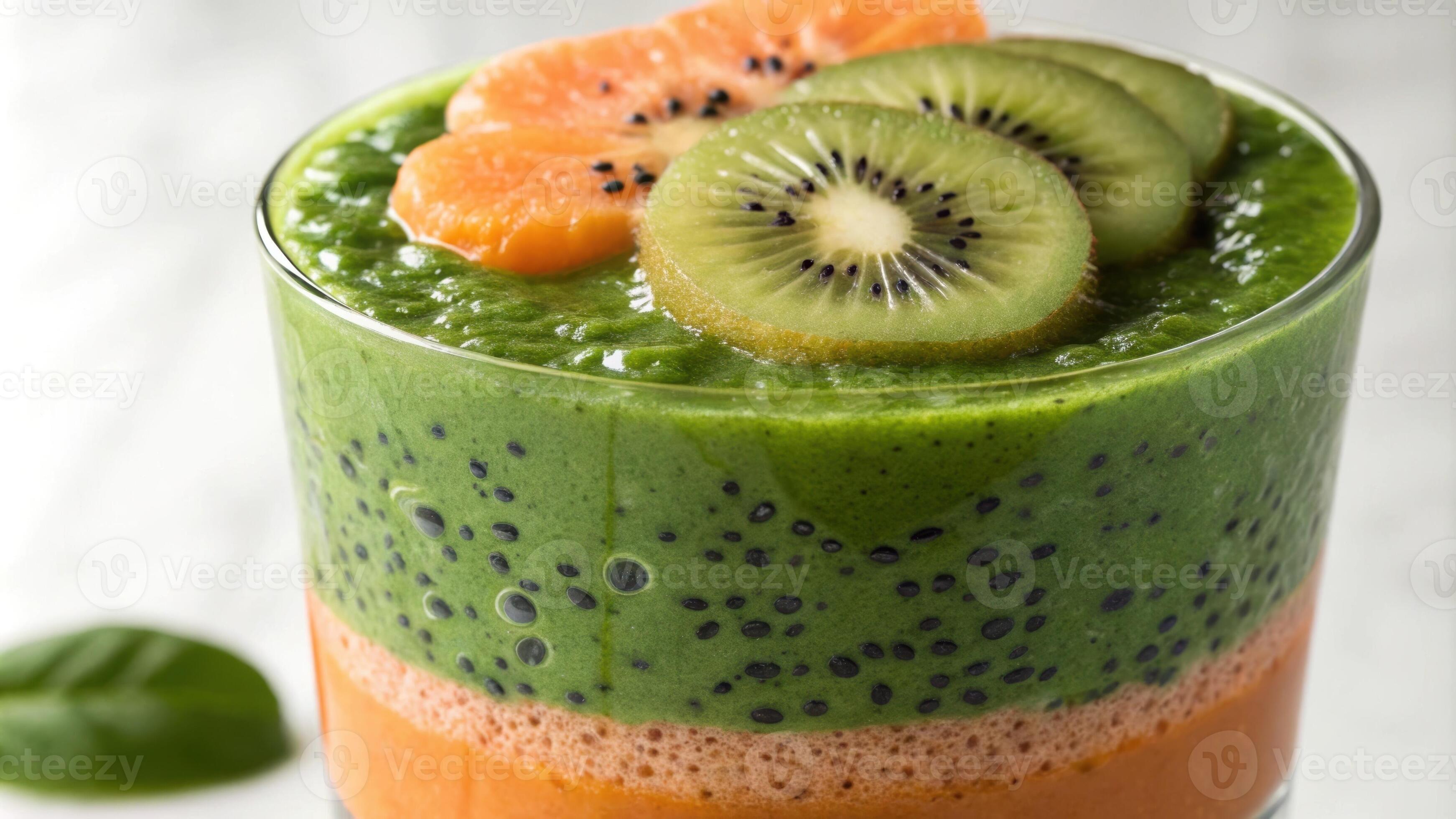 Healthy Layers in Focus Zoomed in on the stratified smoothie each layer distinct in color and ...