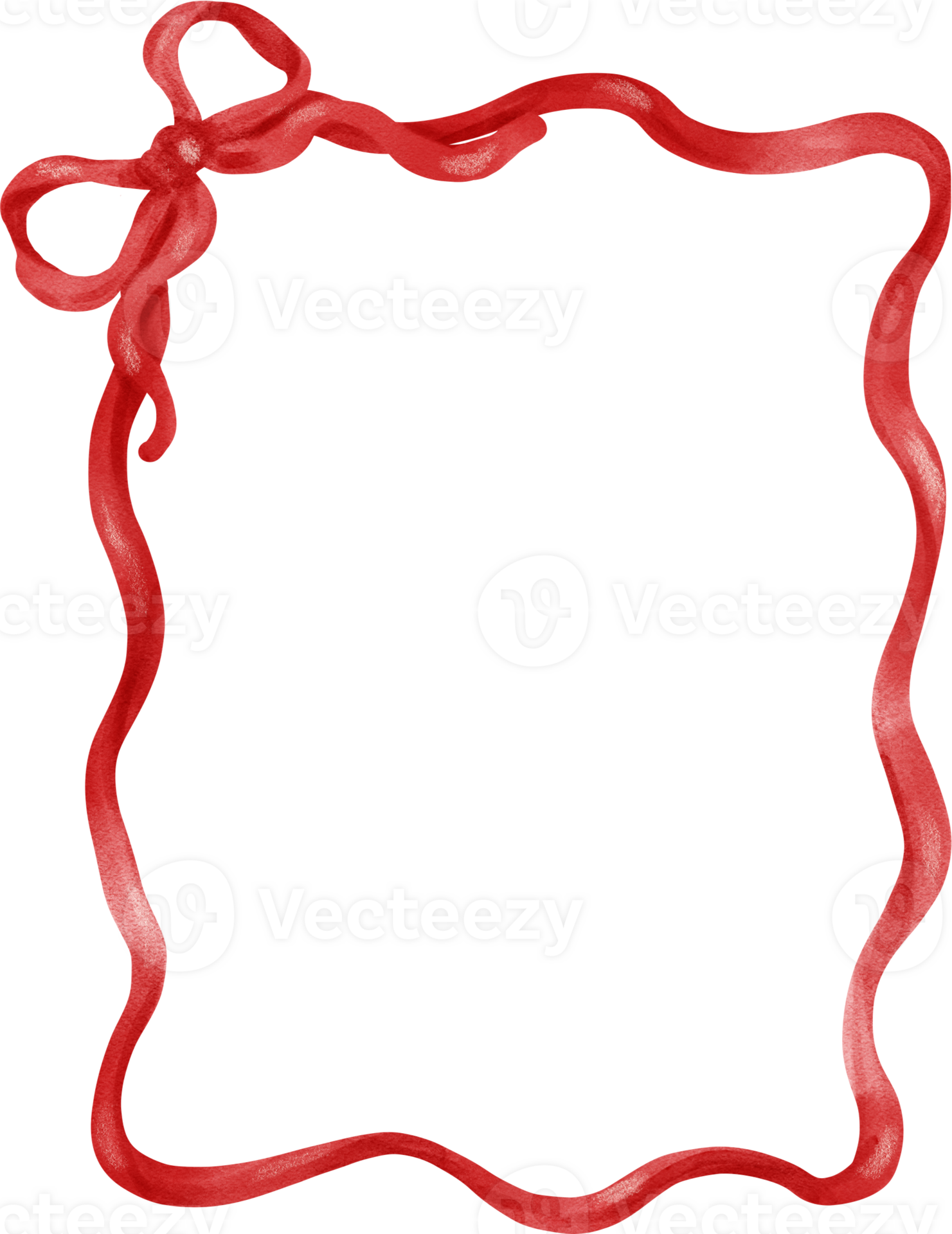 Coquette Red Frame Bow In Rectangle Shape Whimsical Watercolor 55284876 Png