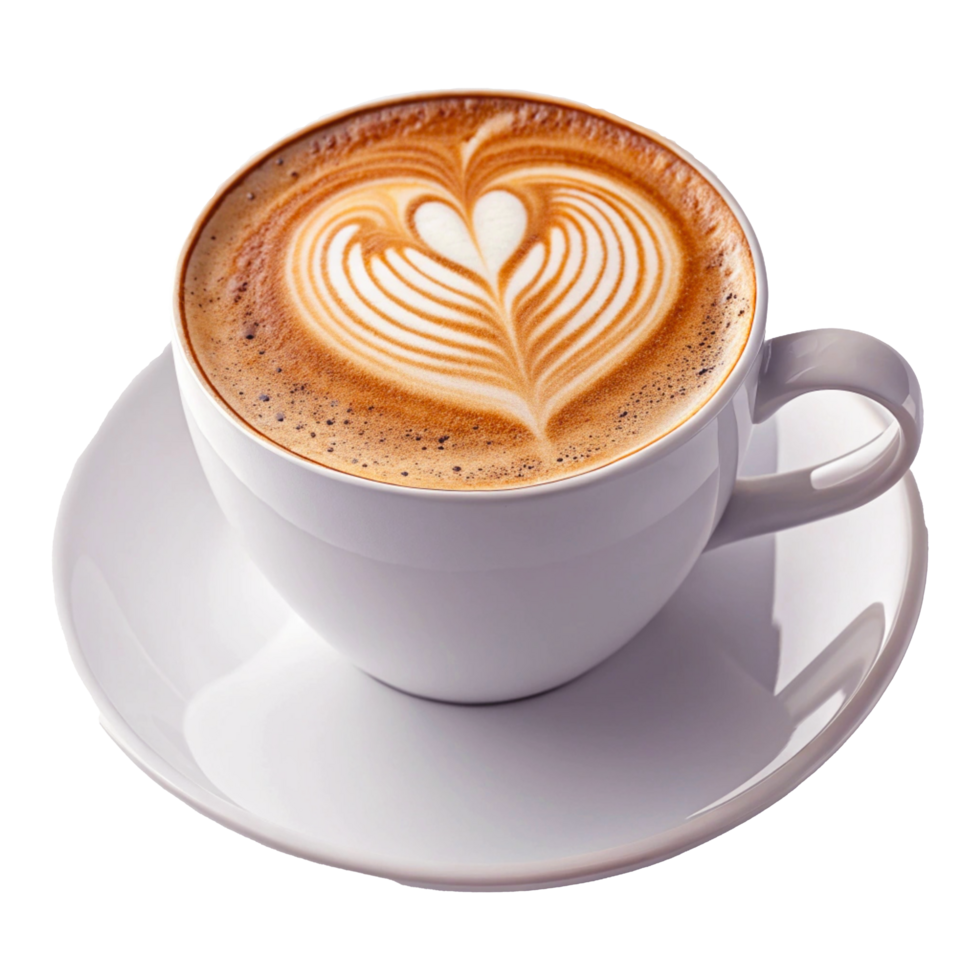 Heart-Shaped Latte Art in Espresso Cappuccino with Intricate Milk Foam Design 55285182 PNG