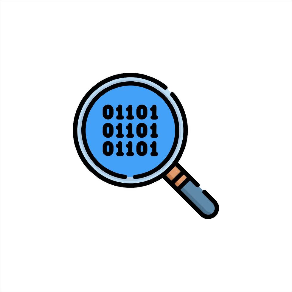Magnifying Glass With Binary Code Icon 55292138 Vector Art At Vecteezy