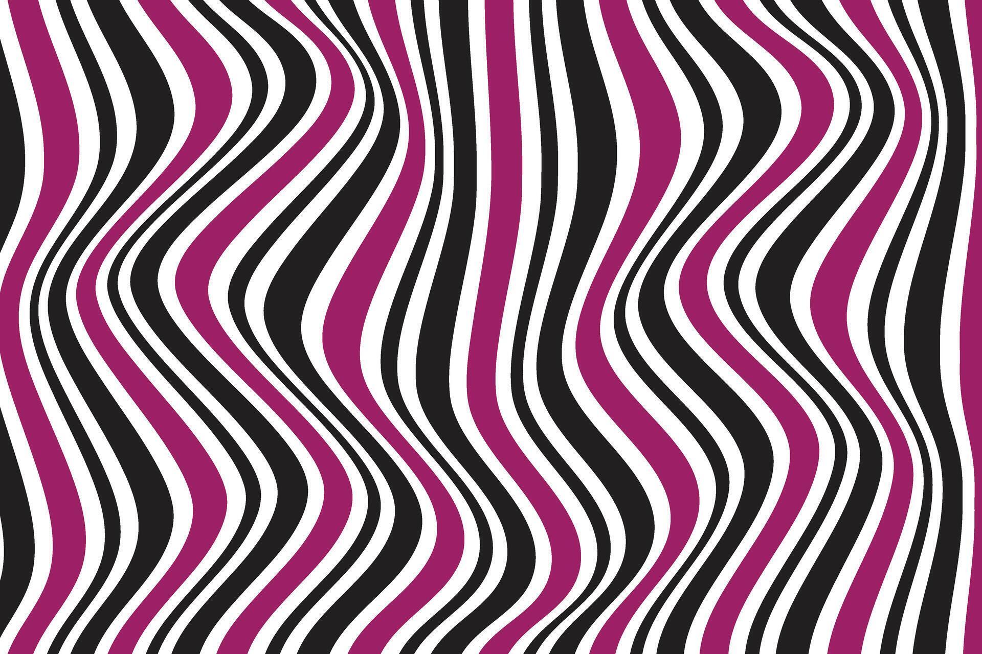 Modern Simple Abstract Black Violet Color Wavy Distort Line Pattern