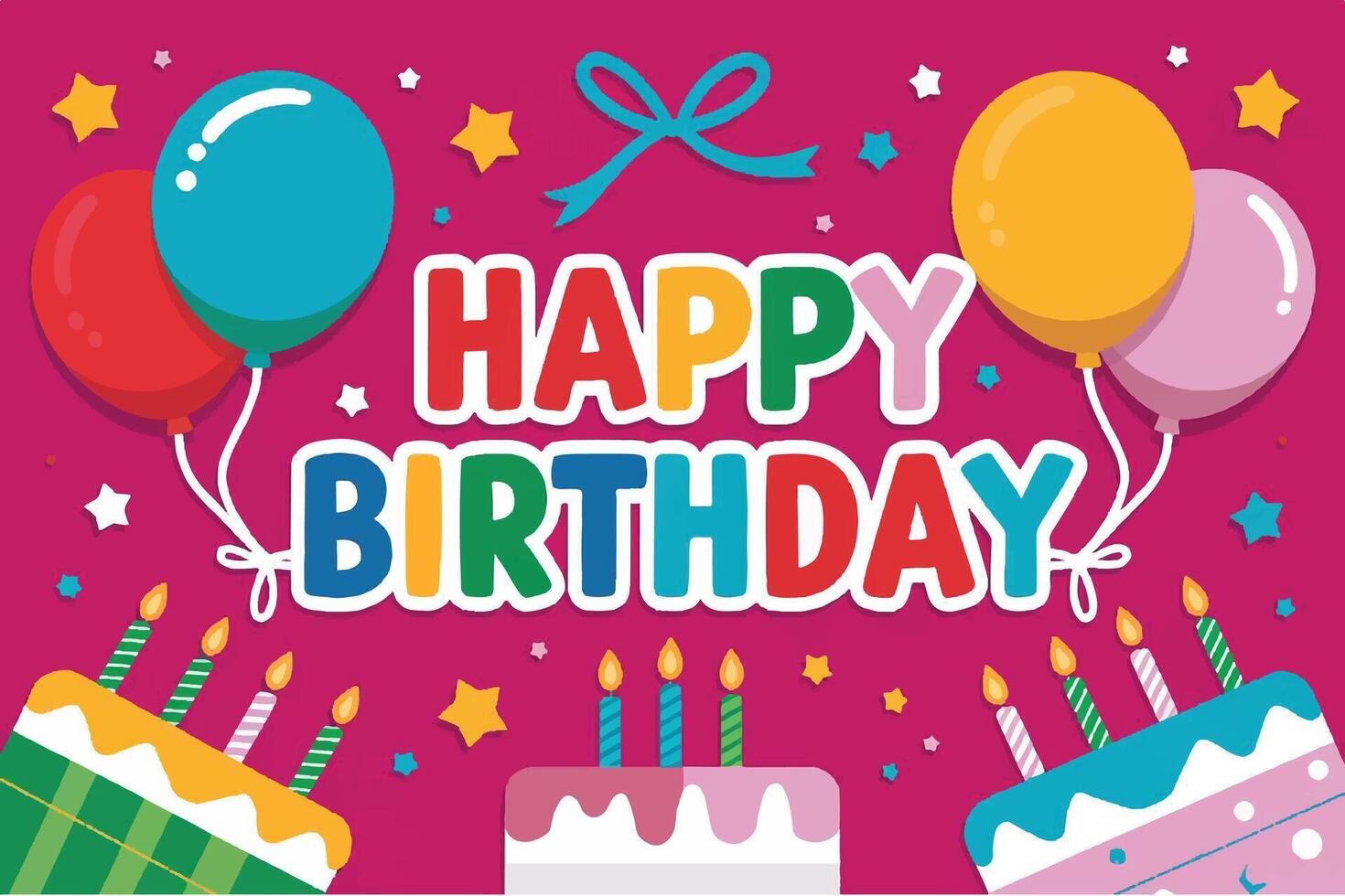 Happy birthday greeting background design. Birthday greeting text with colorful balloons and ...
