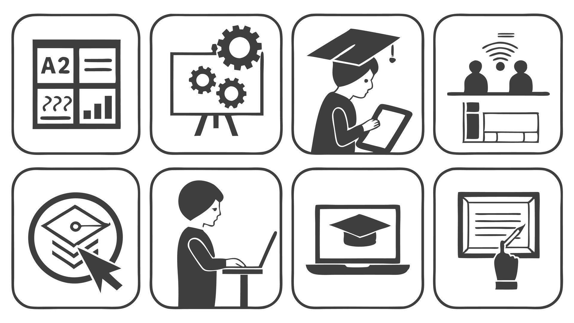 EdTech E-Learning Icons Virtual Classroom, Coding, Educational Apps ...