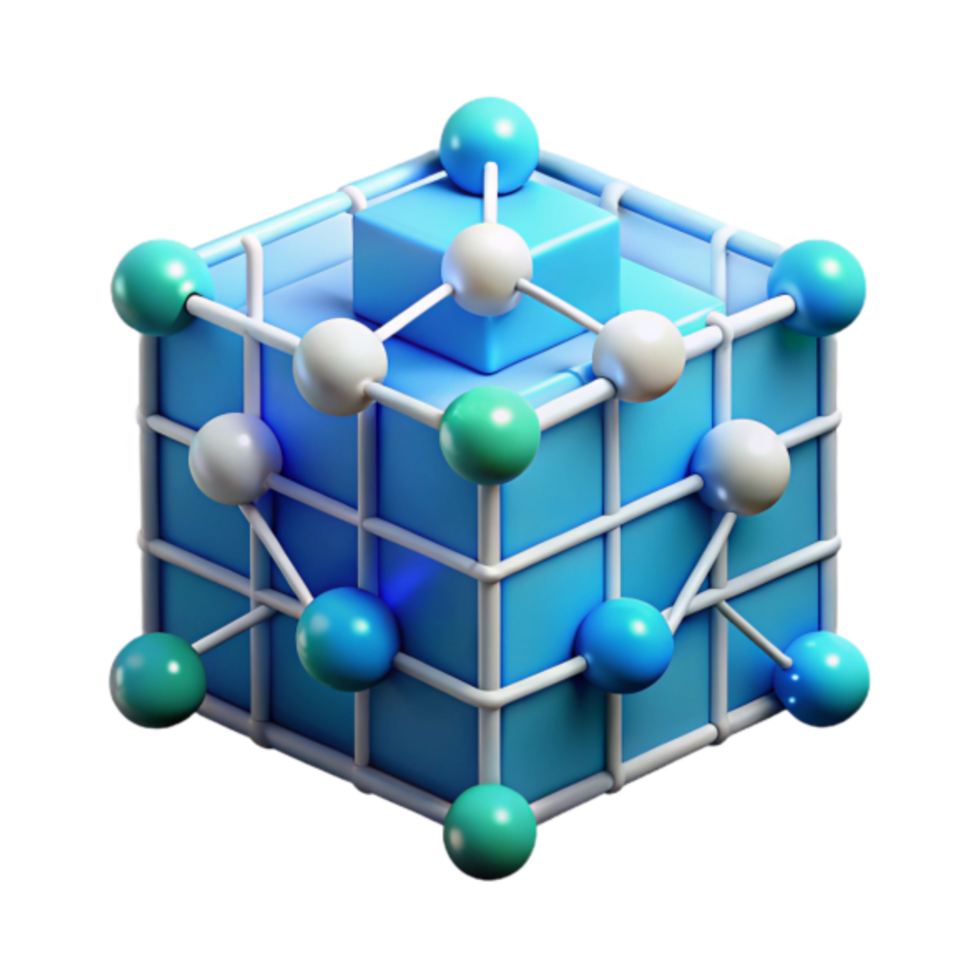 Render Of Abstract Cube Structure With Connected Spheres 55327852 Png